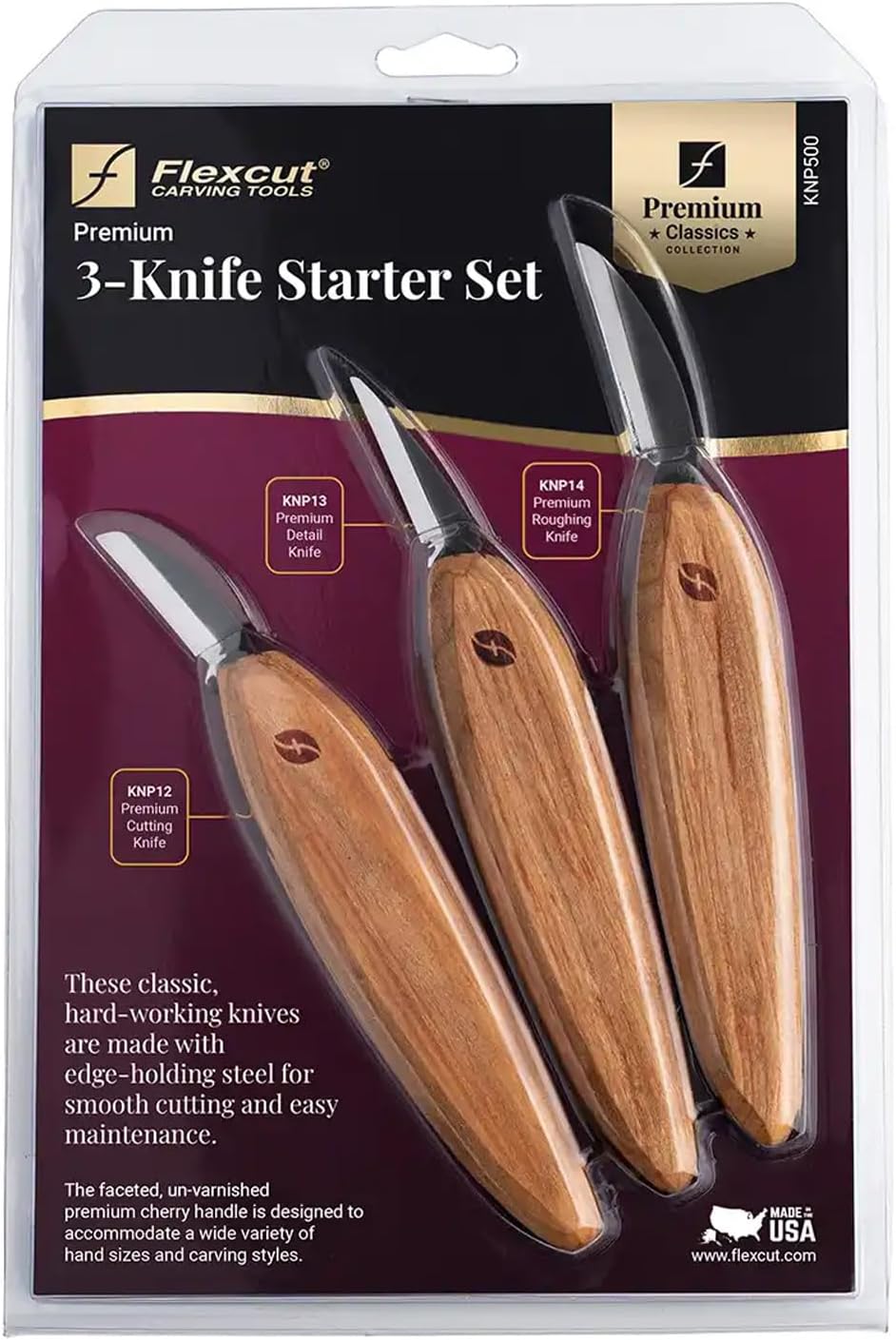 Amazon.com: Flexcut Premium Series Wood Carving Tool Set, 3-Knife Starter Kit with Cutting ...