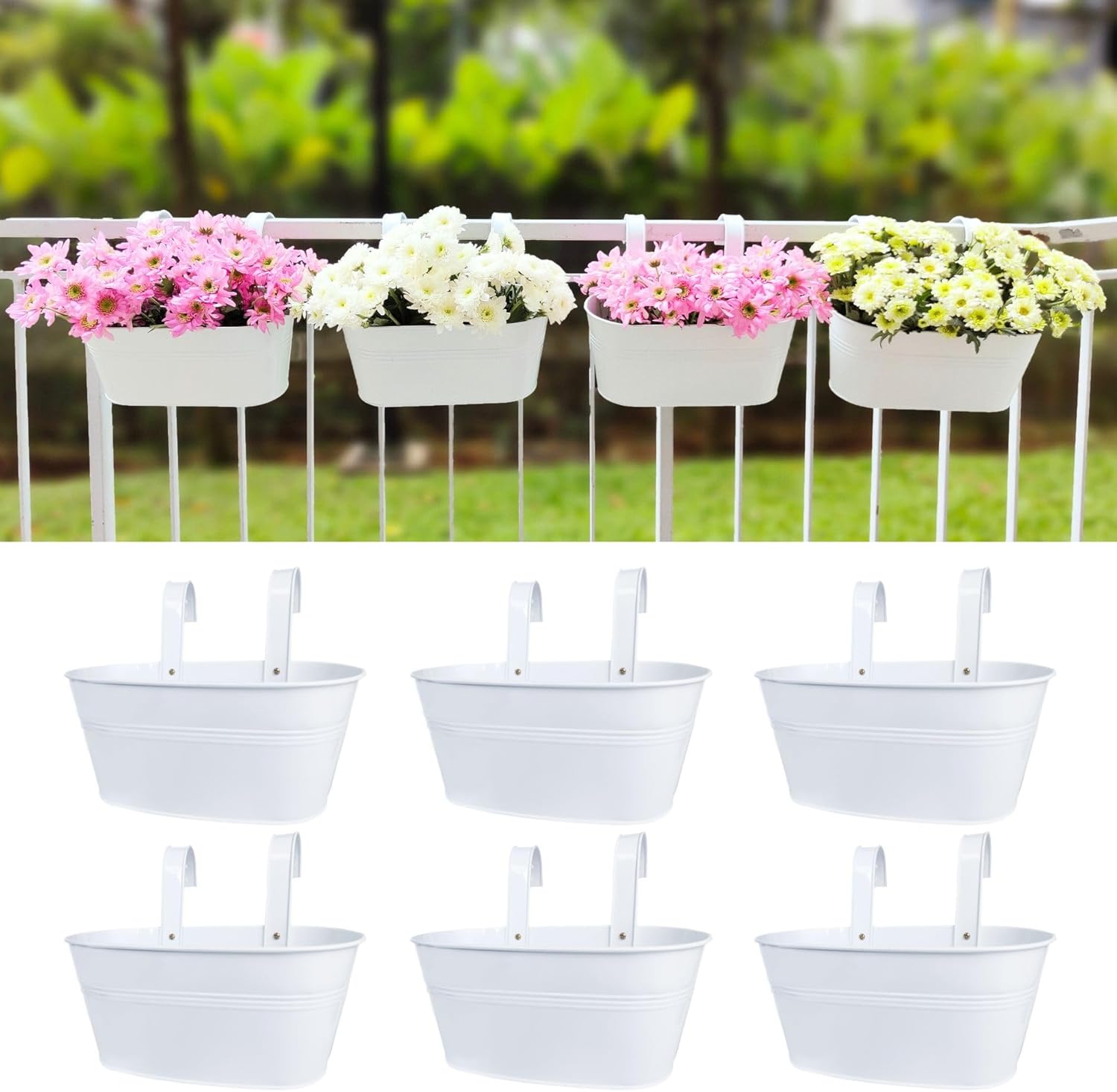 Amazon.com: LaLaGreen Rail Planters for Outdoor (6 Pack, 11.2 Inch ...