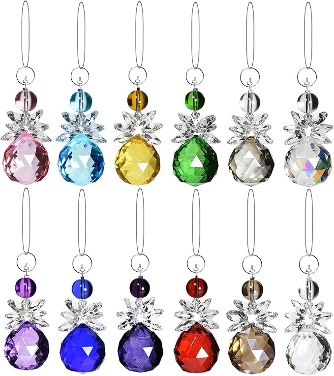 Amazon.com: Wongblee 12 Pcs Glass Angel Hanging Ornaments, Multicolor ...