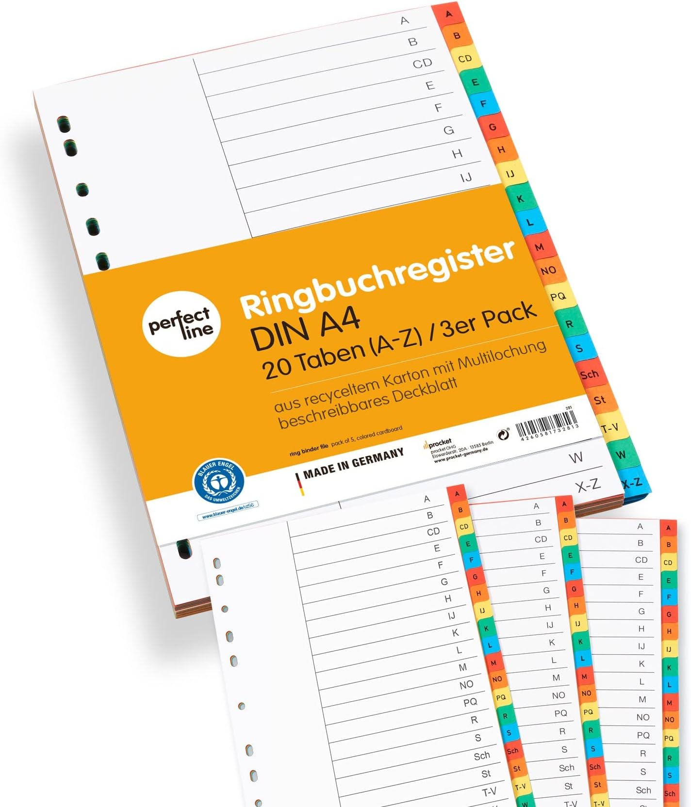 perfect line Ordner-Register A-Z DIN-A4, 20-teilig, Alphabetisch, 3er ...