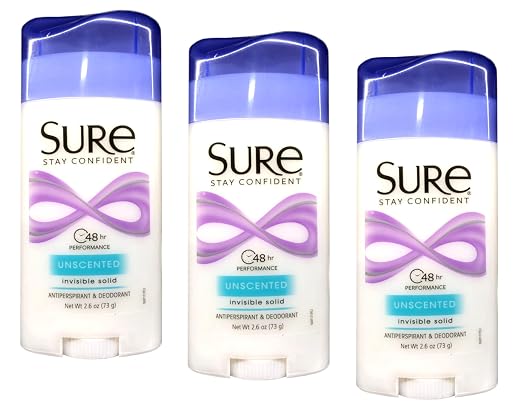 Amazon.com : Sure Deodorant 2.6oz Invisible Solid Unscented (Pack of 3 ...
