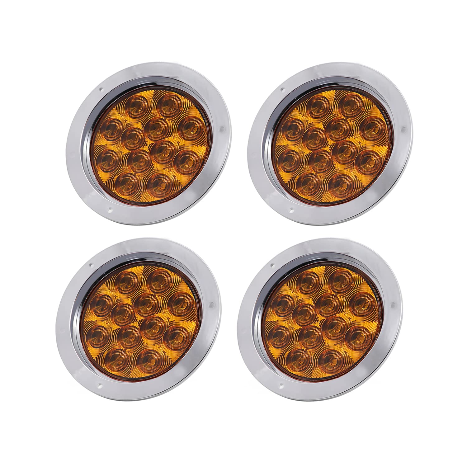 Snapklik.com : TMH 4 Pcs 4 Inch Amber LED F3 Piranha Round Trailer Tail ...