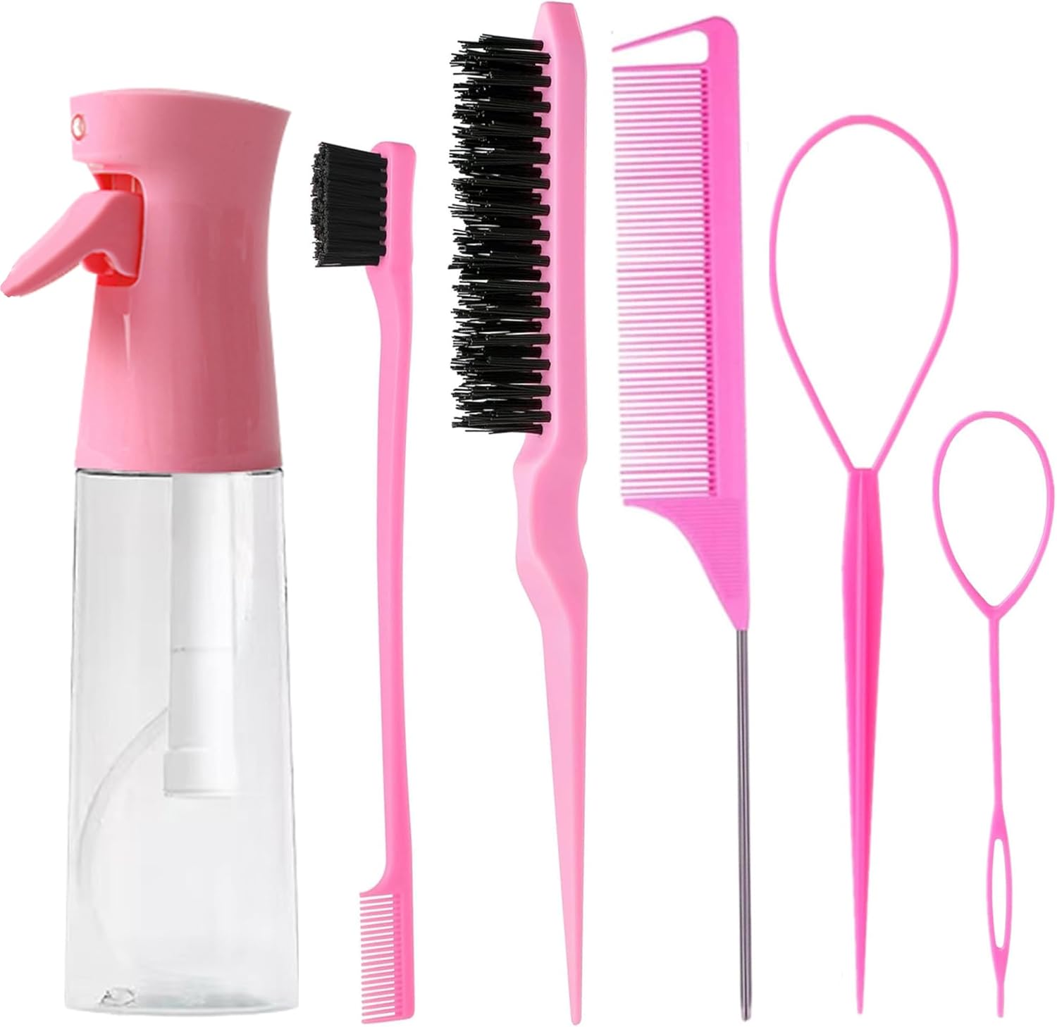 6pcs Hair Styling Comb Set with Continuous Spray Bottle 200ml, Hair ...