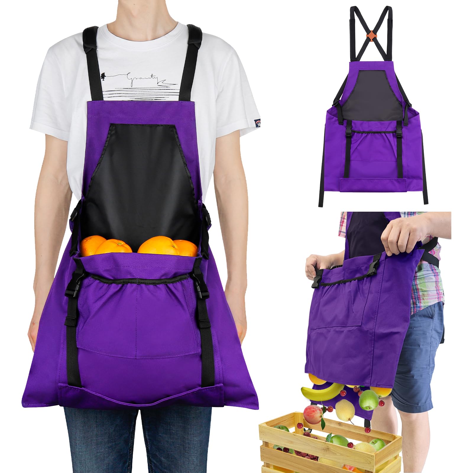 Gardening Apron, with Quick Release Pockets for Harvesting Gardening ...