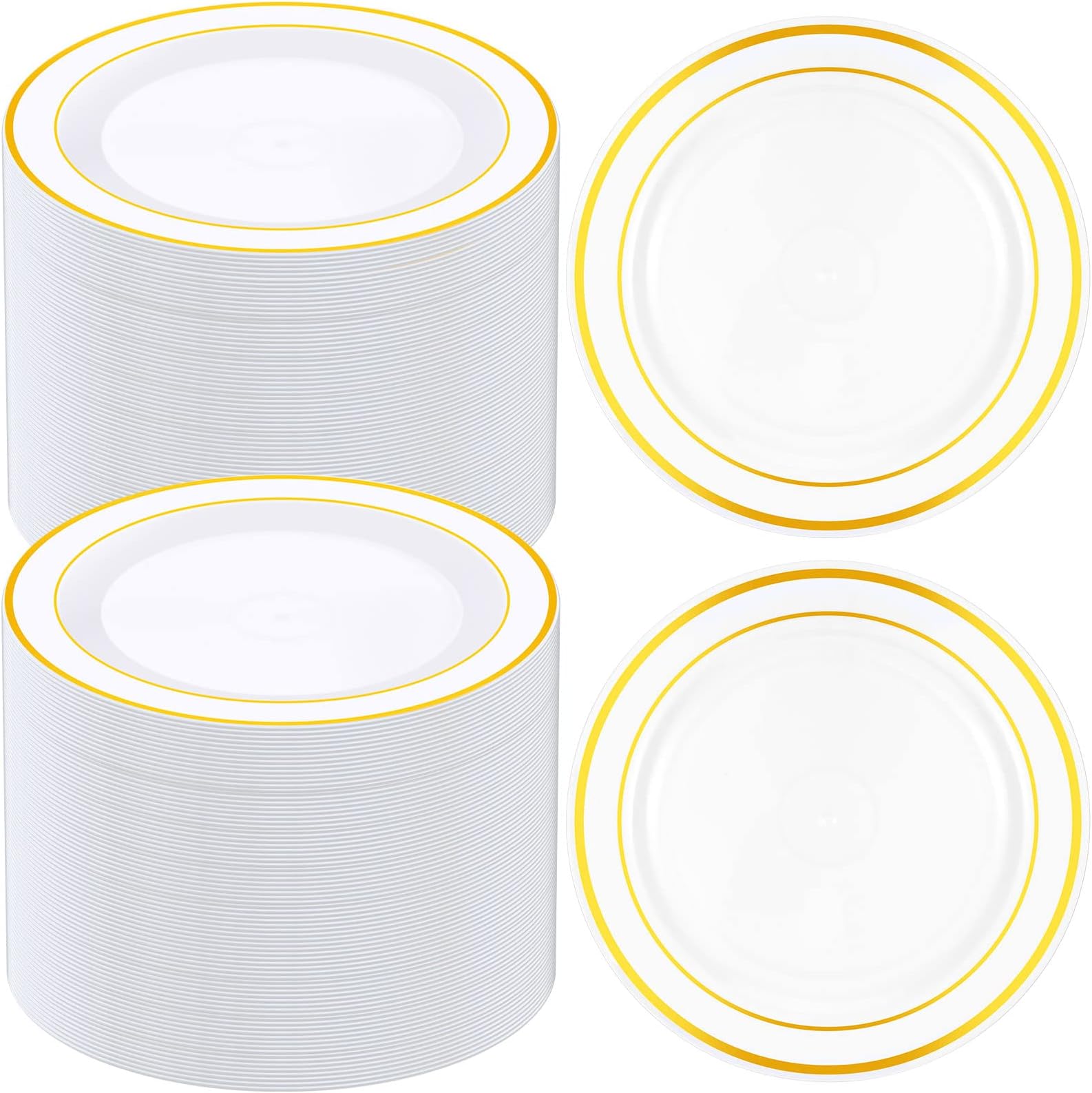 Amazon.com: 200 Pieces Disposable Plates Plastic Party Plates with Rim ...