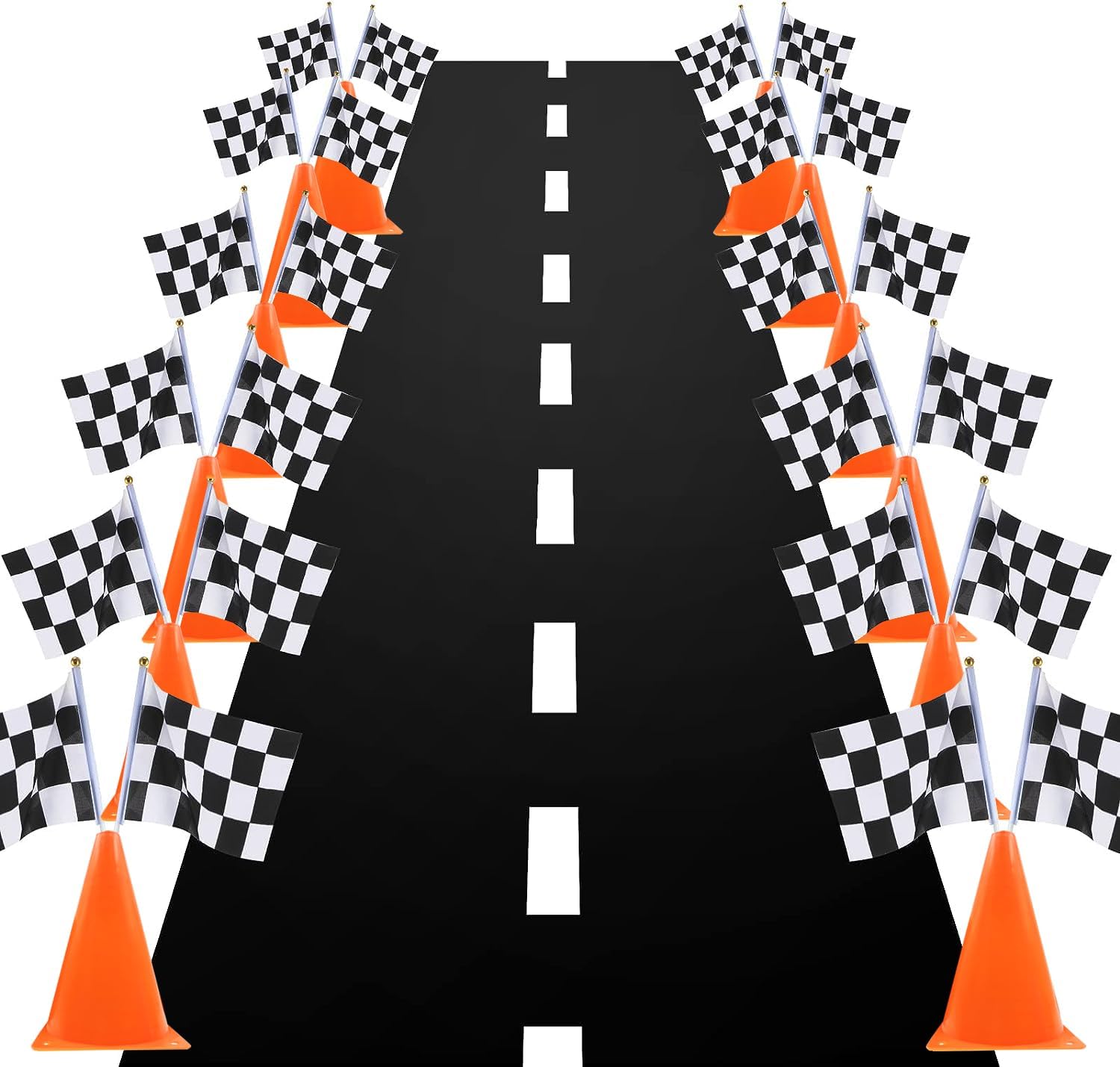 Amazon.com : foci cozi, 63PCS Traffic Cones Checkered Flag Set- Race ...