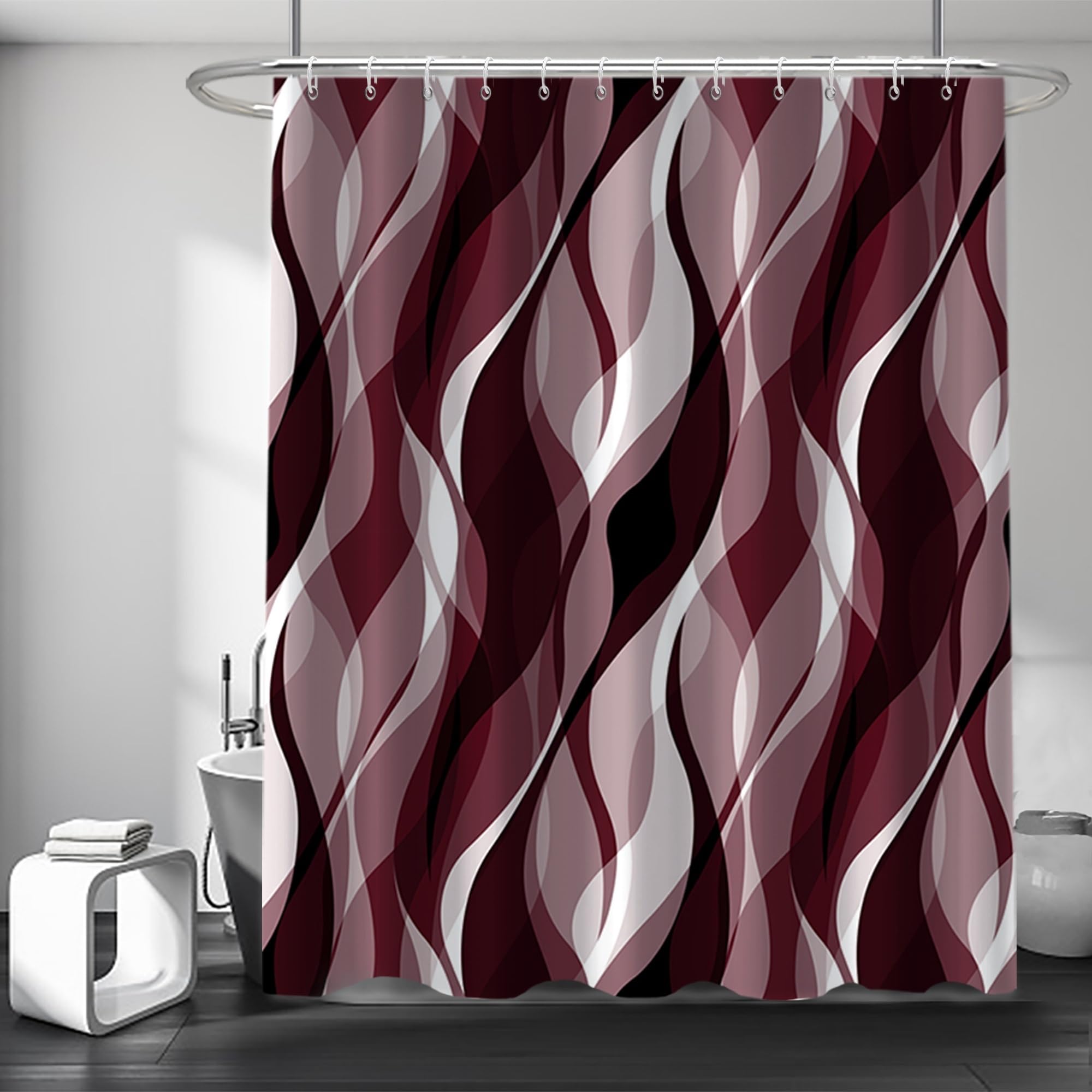 Amazon.com: Ruelvth Burgundy Shower Curtain, Modern Abstract Ombre ...