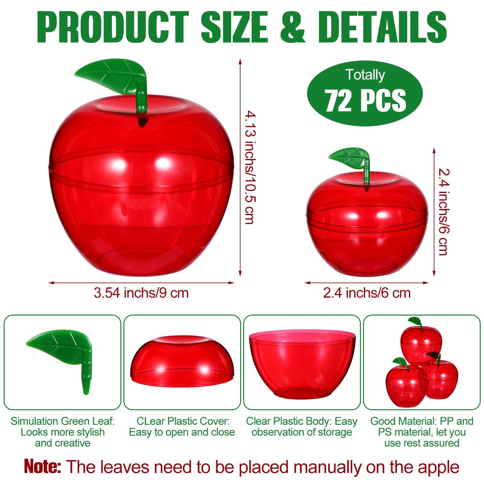 Snapklik.com : Tioncy Red Apple Container Plastic Apple Candy Jars ...