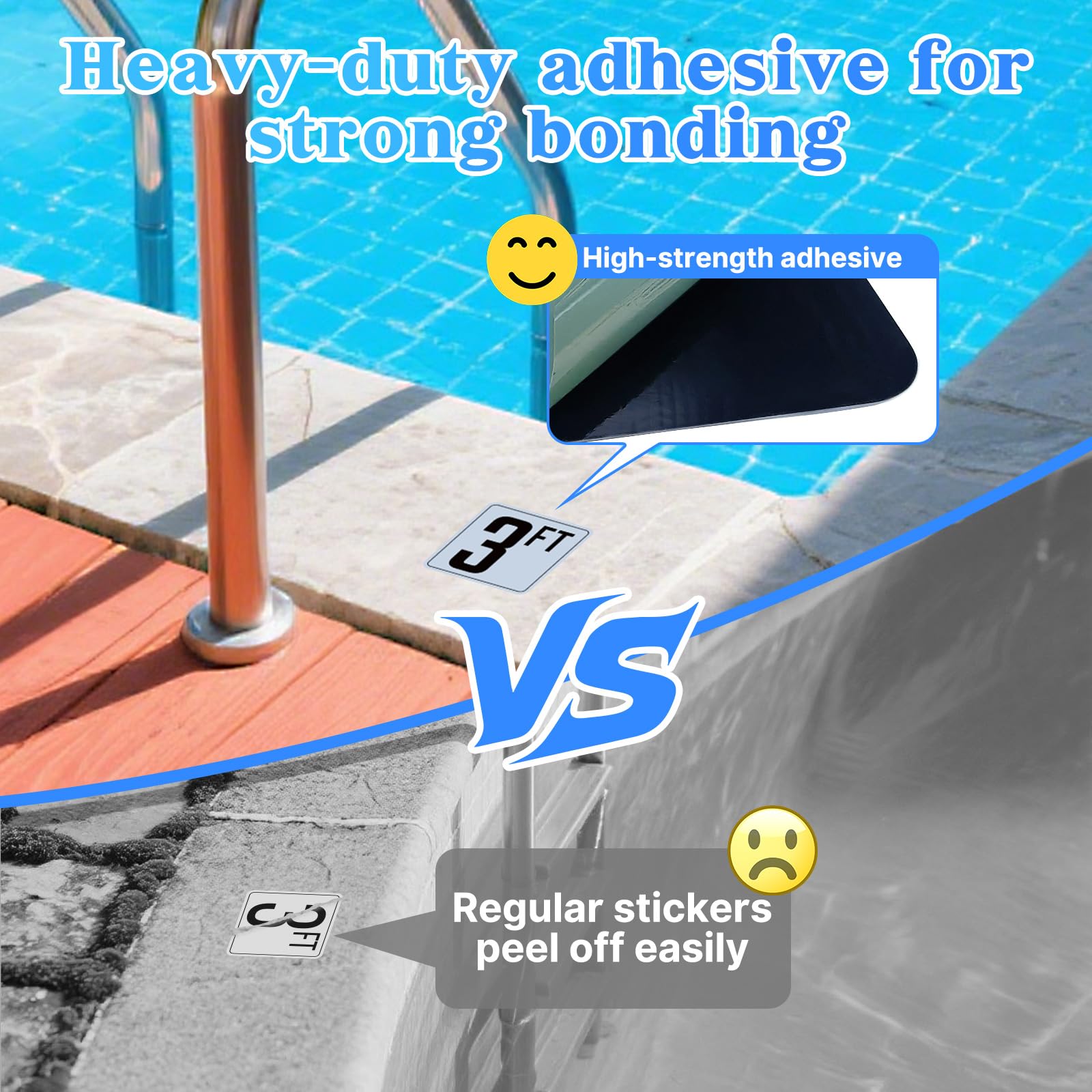 Snapklik.com : OCQOTAT 3FT Pool Depth Markers, 6x6 Inches Vinyl ...
