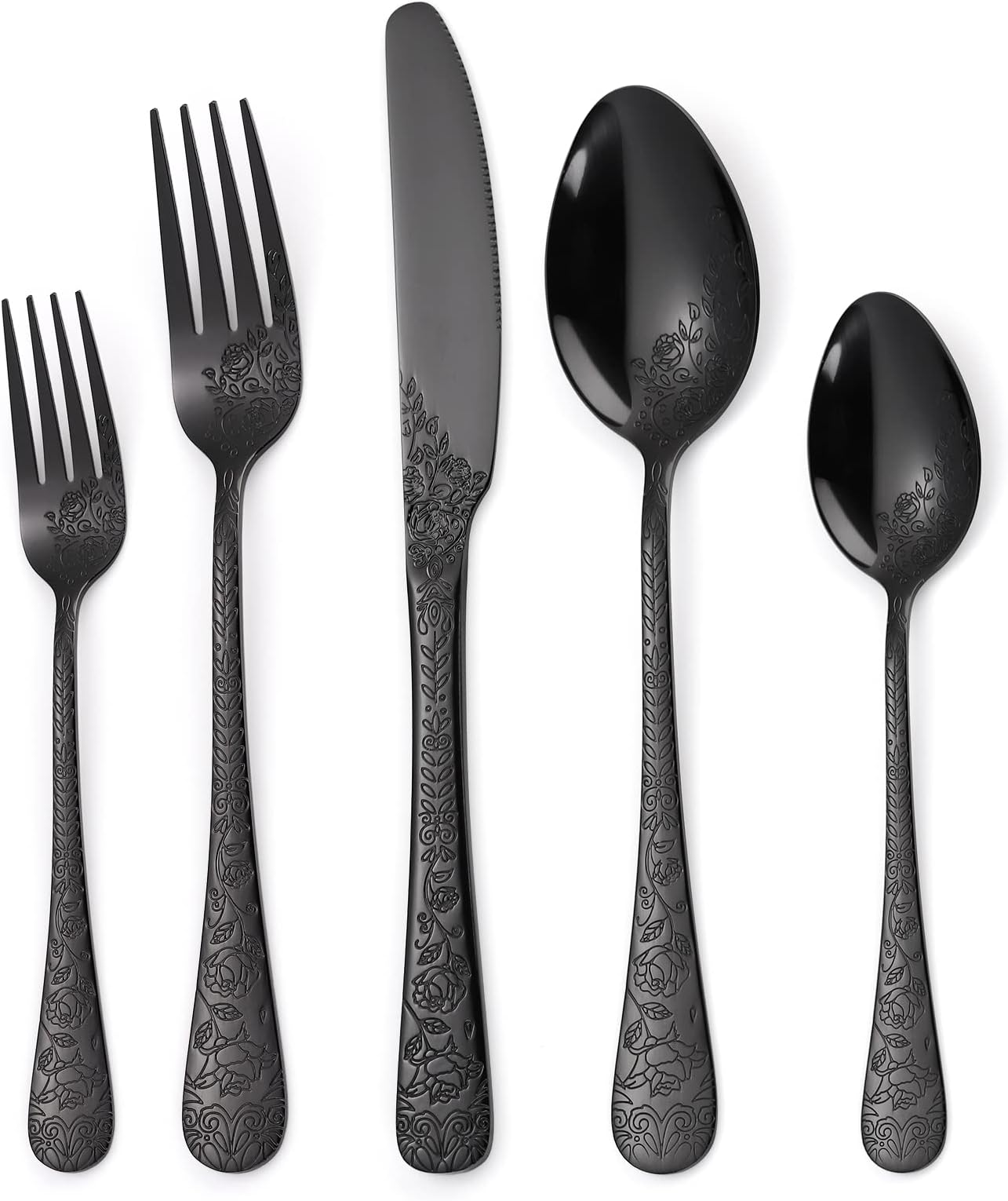 Amazon.com | 40-Piece Unique Silverware Set,OIULO Embossed Pattern ...