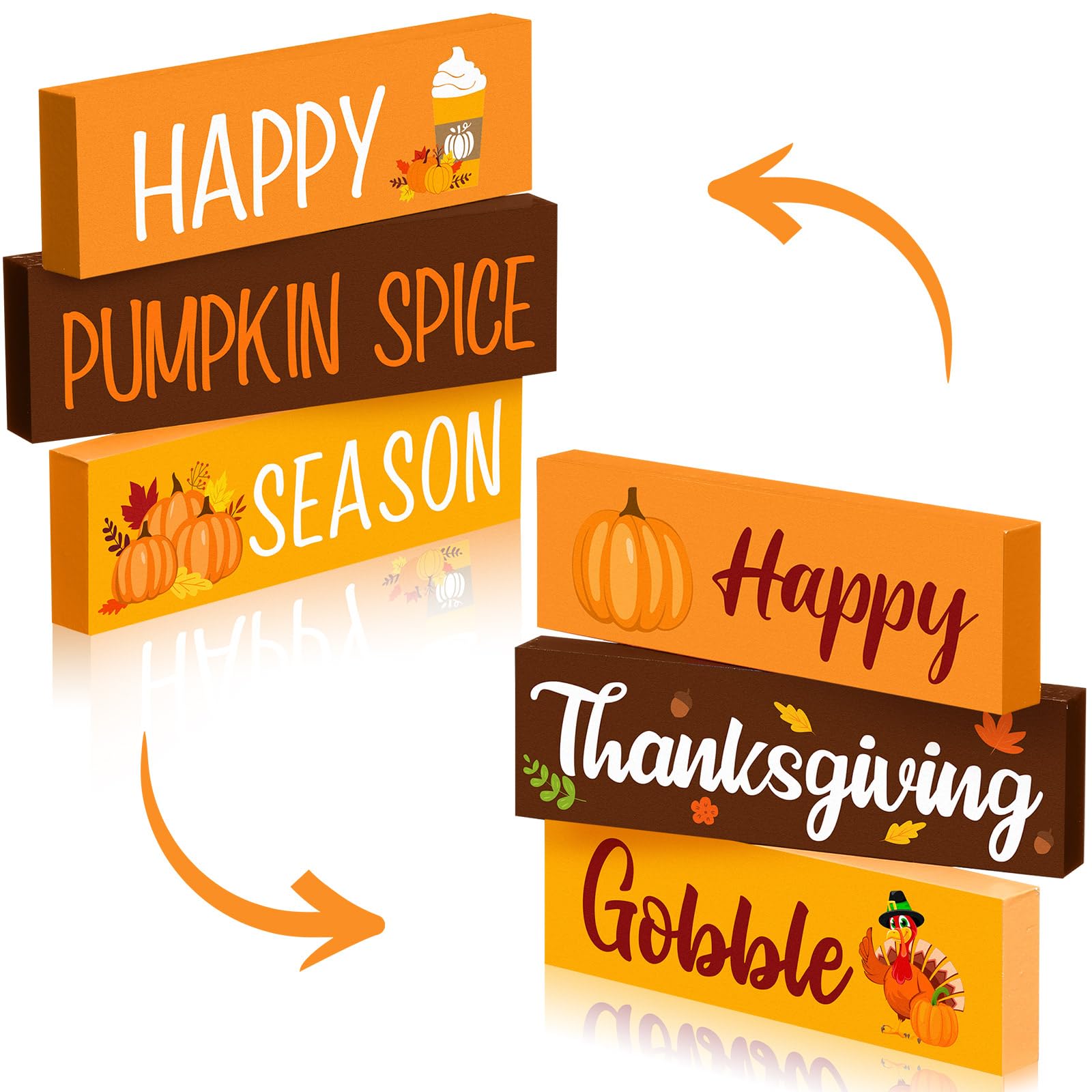 Amazon.com: 3 Pcs Thanksgiving Wooden Tabletop Signs Pumpkin Tiered ...