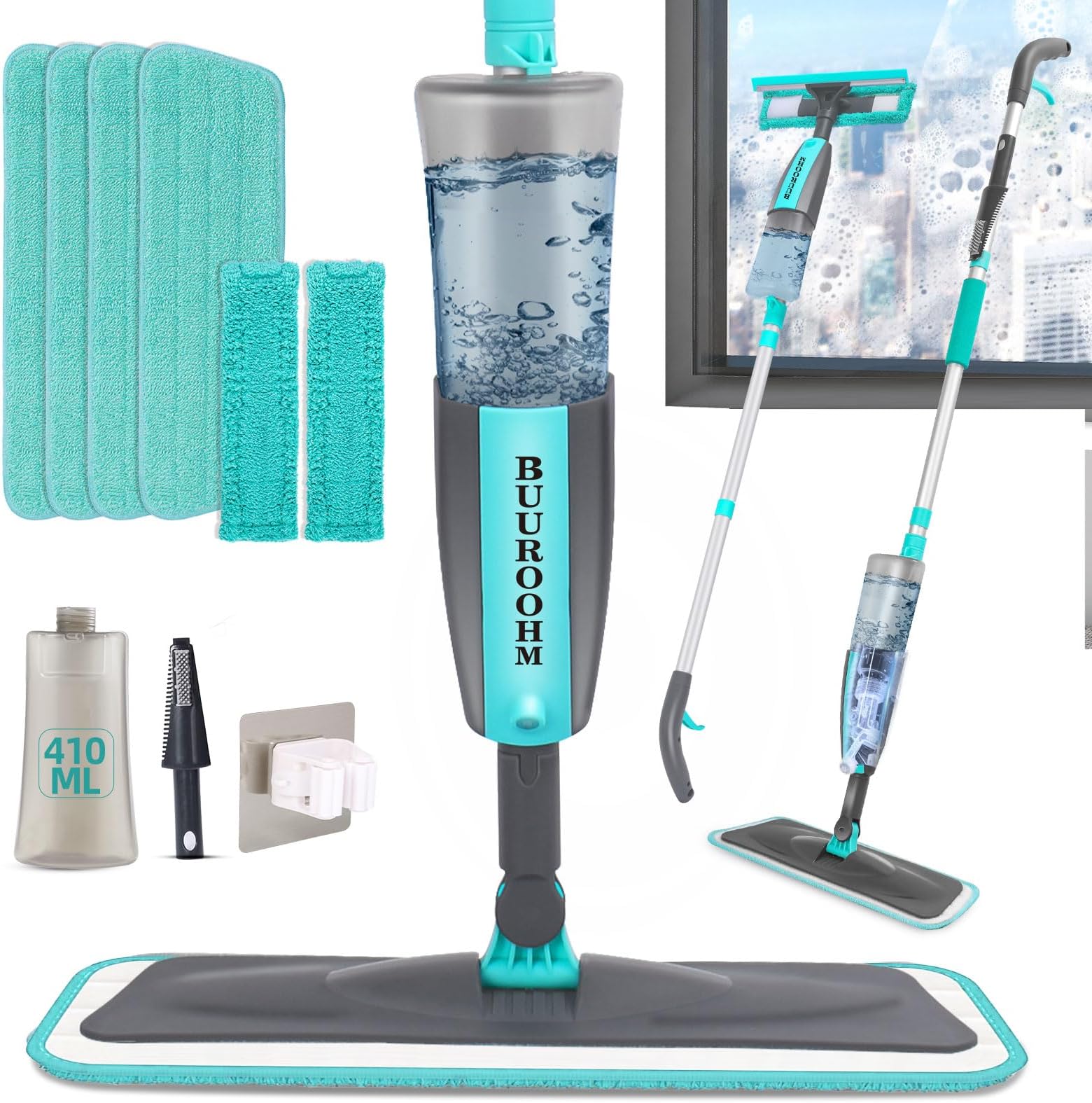 Amazon.com: 2 in 1 Spray Mop and Window Cleaning Brush Floor Mop for ...