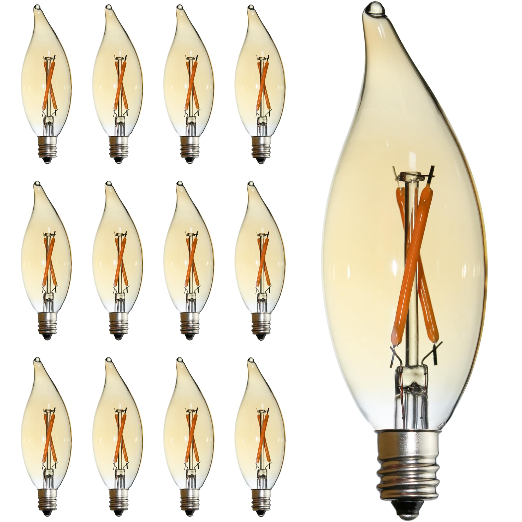 FANNIS 12 Pack C32/B10 Vintage Edison Bulb Replacement LED Bulb, 2W ...