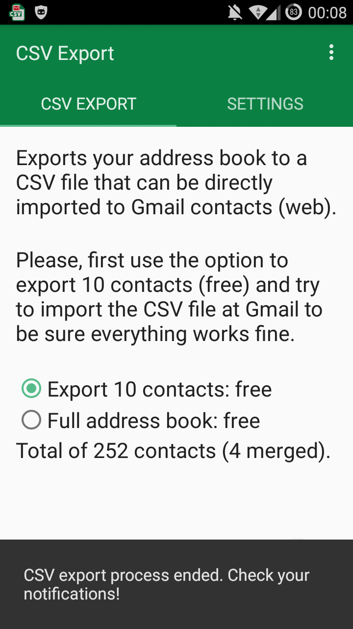 Export Contacts CSV for Gmail - App on Amazon Appstore