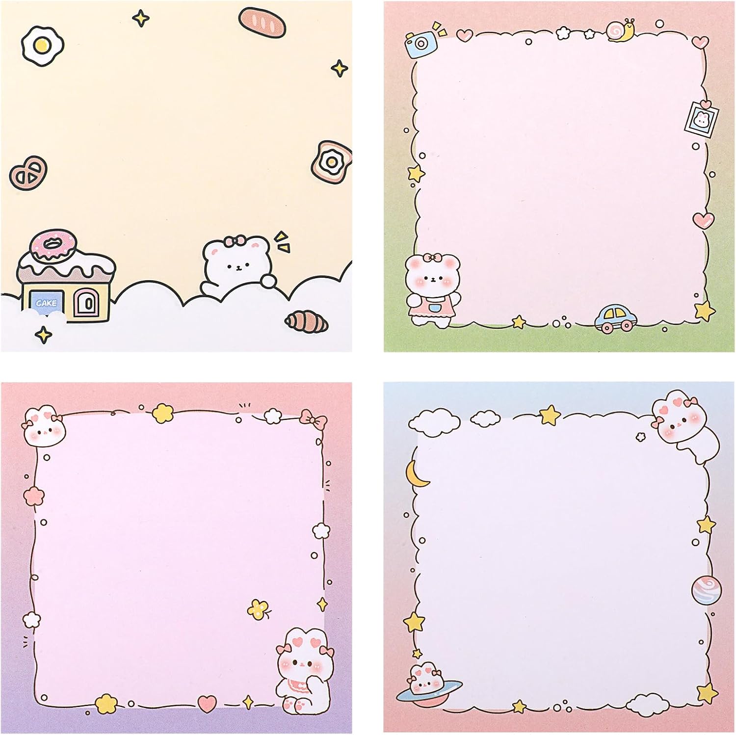 Amazon.com : Heasy Fun Sticky Notes Set of 4 Pads / 50 Sheets Per Pad 3 ...