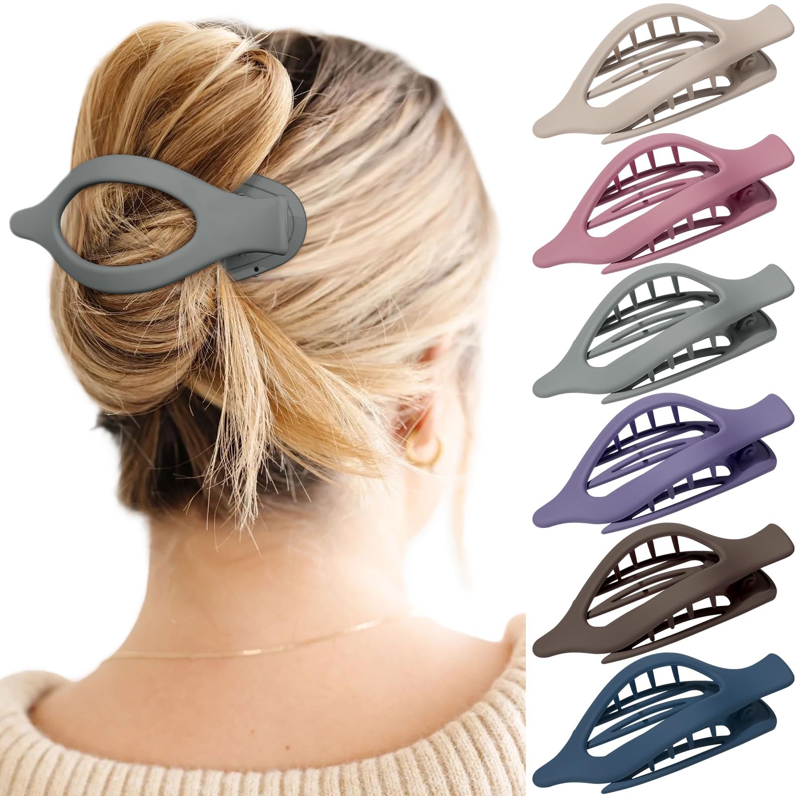 Amazon.com : French Flat Hair Clips for Women - 6Pcs Flat Hair Claws ...