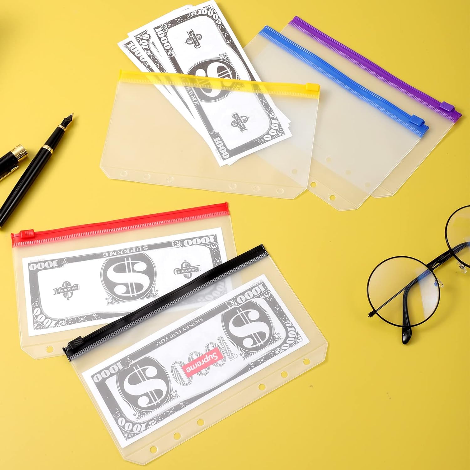 15 Pcs Multicolor Budget Binder Pockets, A6 Cash Envelopes 6 Holes PVC ...