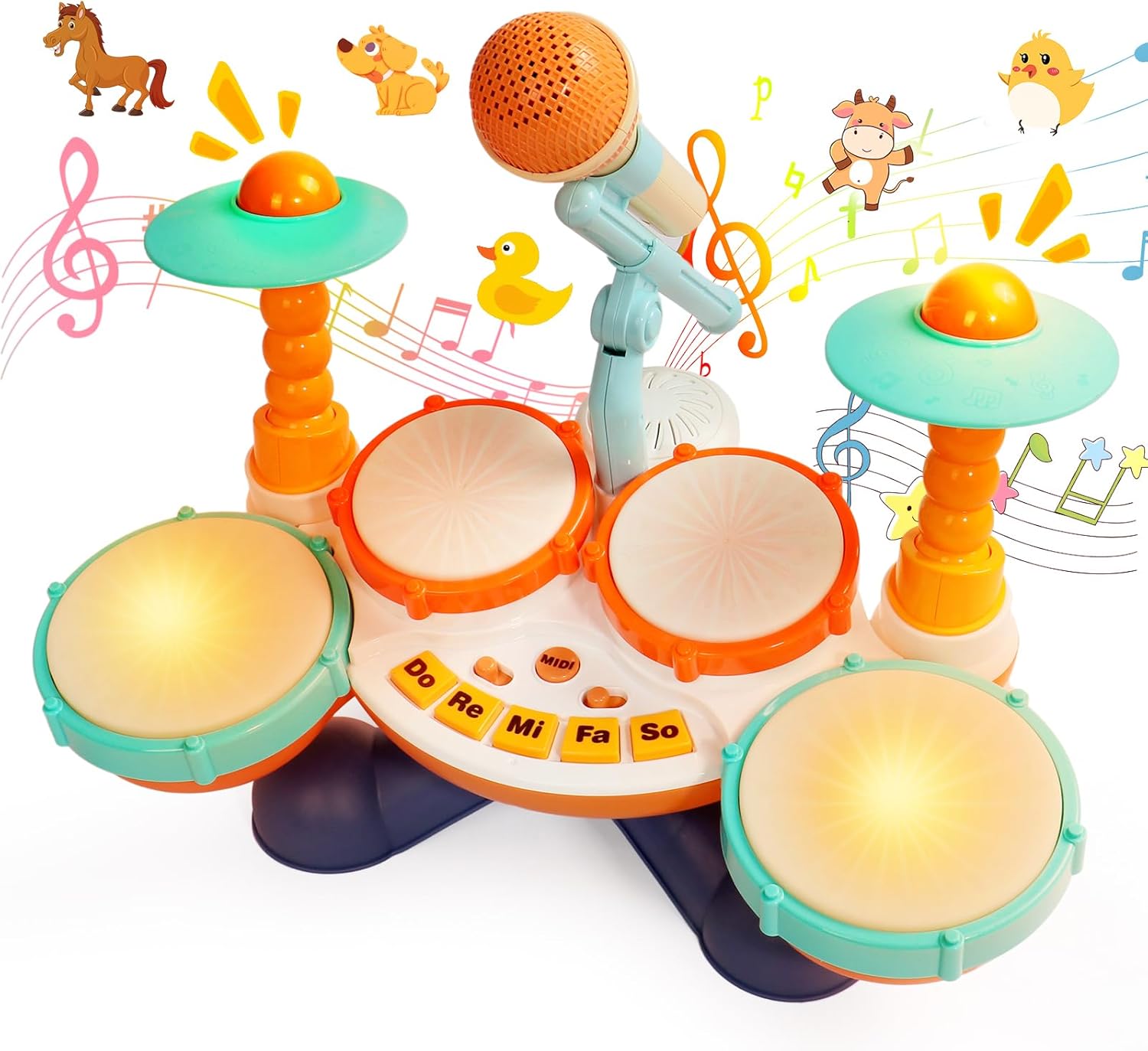 Amazon.com: Kids Drum Set Baby Drum Set for Toddler 1-3 Musical Toys ...