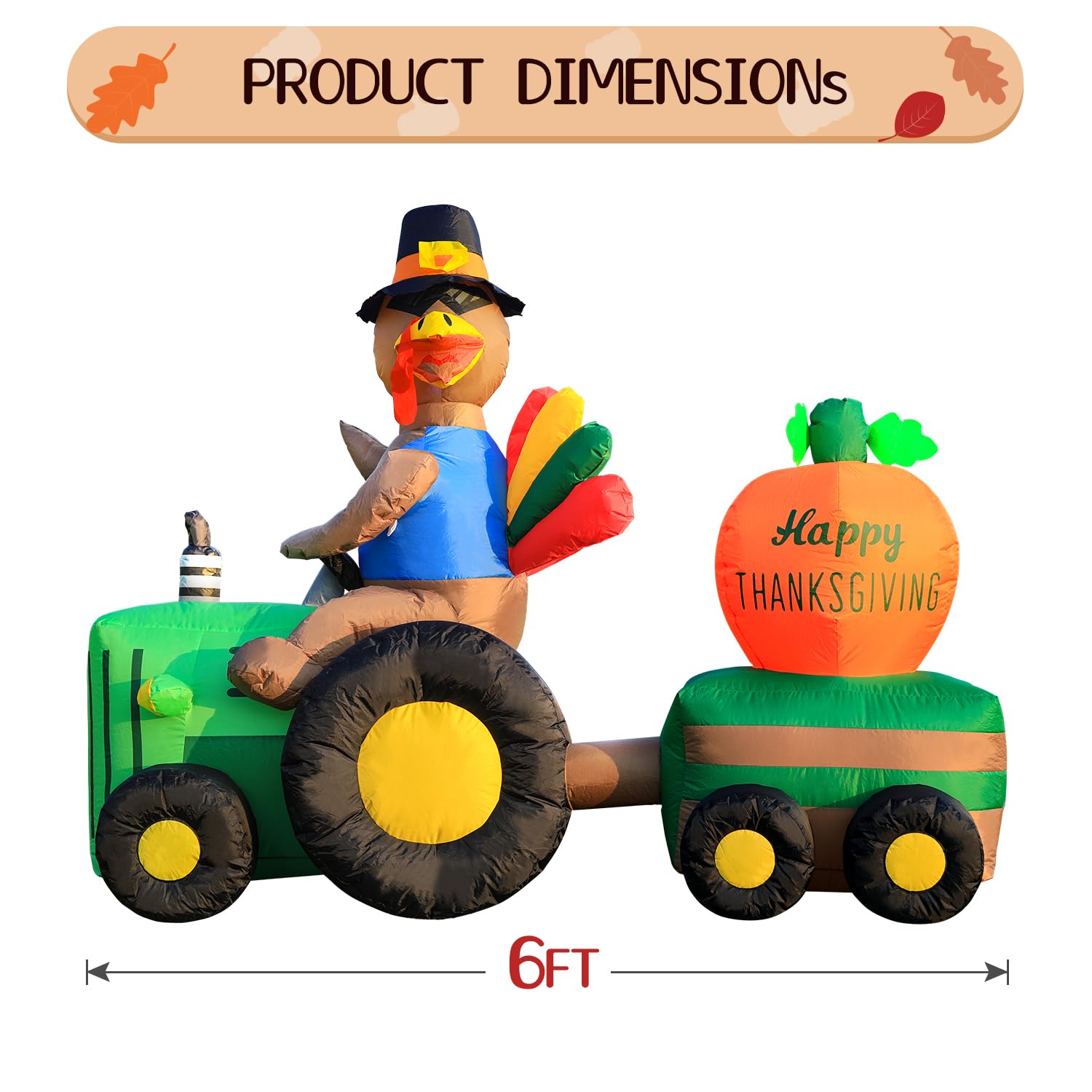 Snapklik.com : DomKom 6FT Thanksgiving Inflatables Tractor, Fall Blow ...