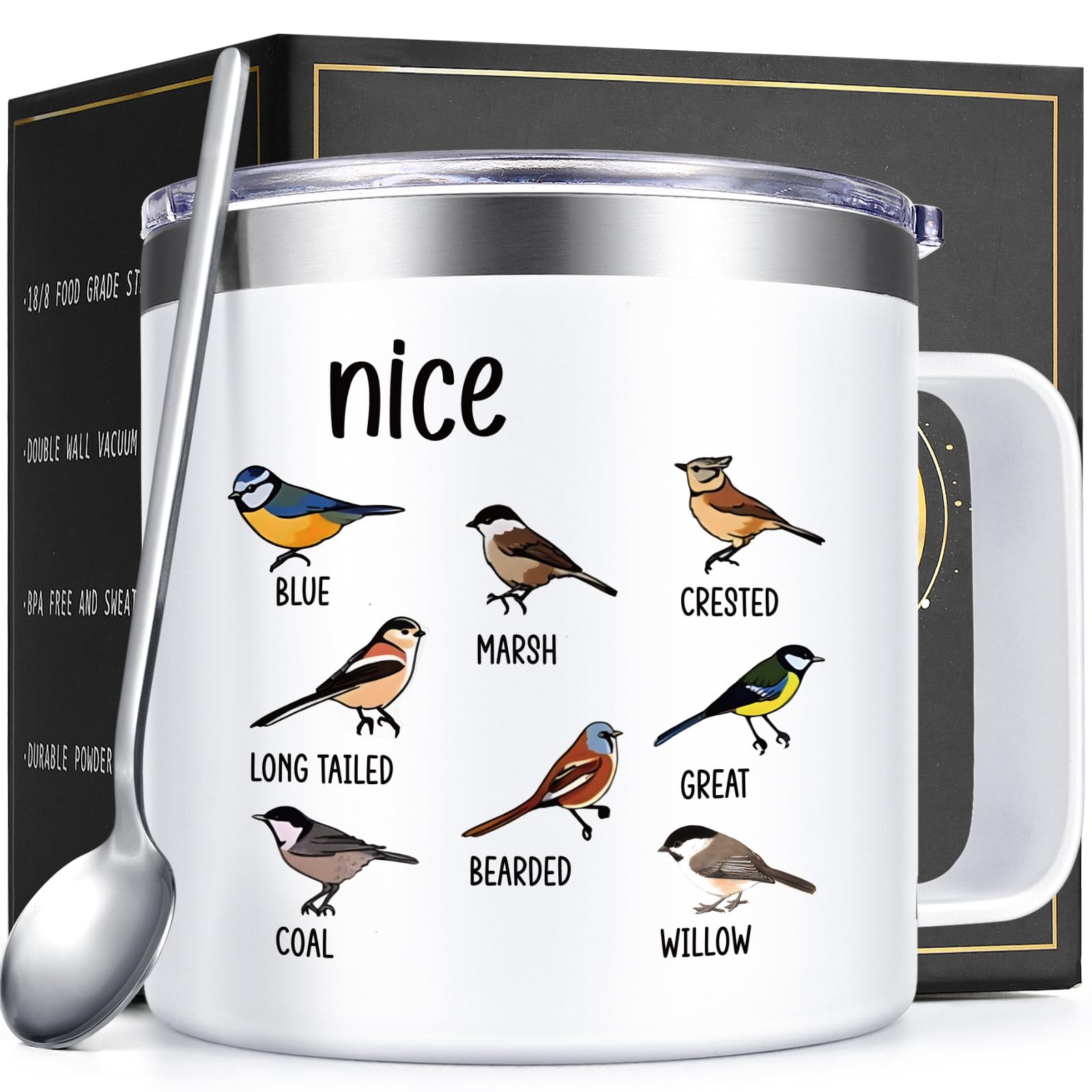 Amazon.com | Lifecapido Bird Watching Gifts, Bird Gifts, Bird 14oz Insulated Coffee Mug ...