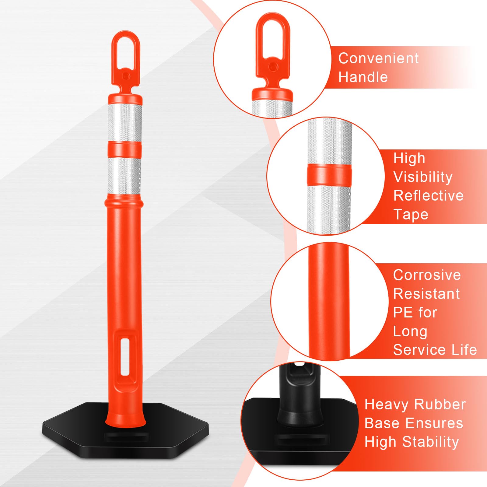 Geetery 3 Pcs Traffic Delineator Posts 45'' Delineator Safety Cone Post ...