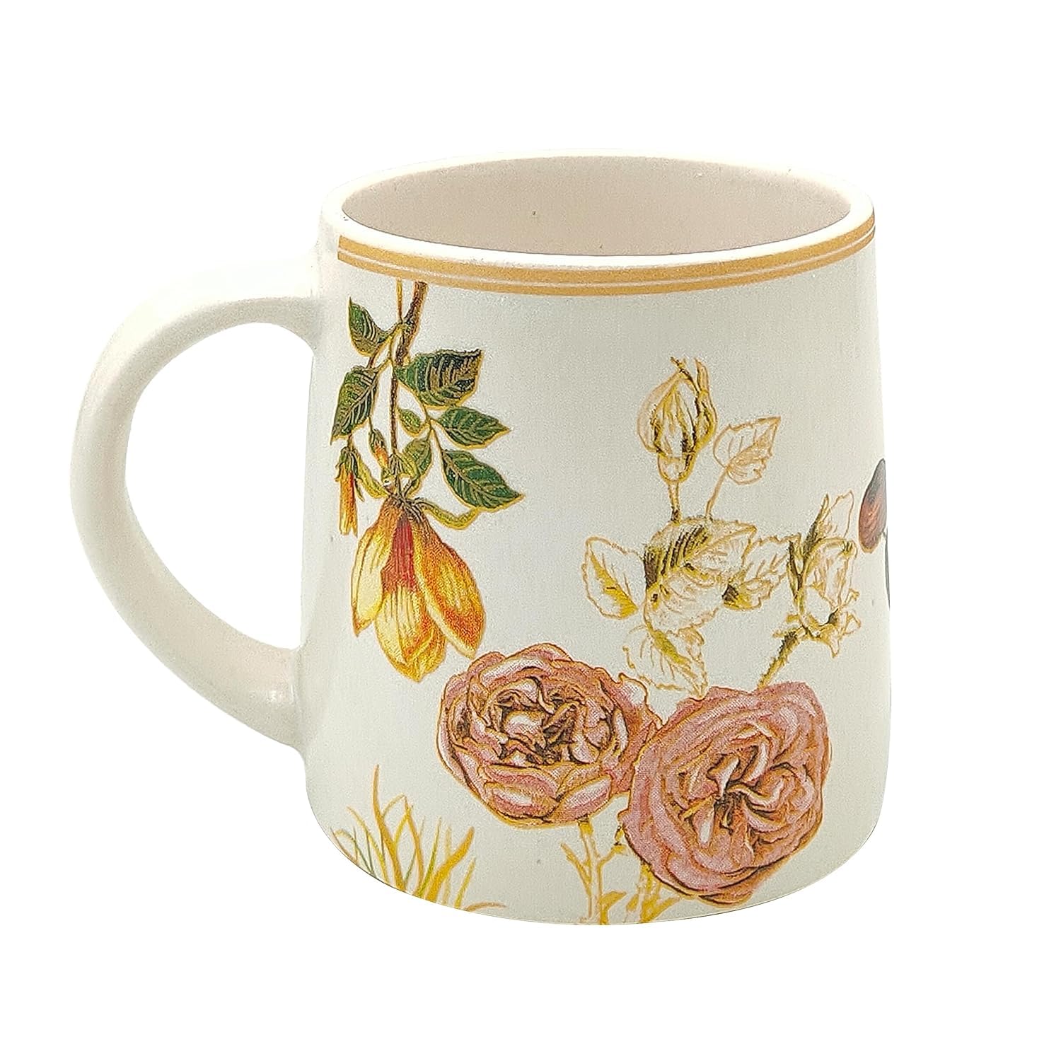 Buy KIE White Floral Flower Handcrafted Ceramic Mugs to Gift to Best ...