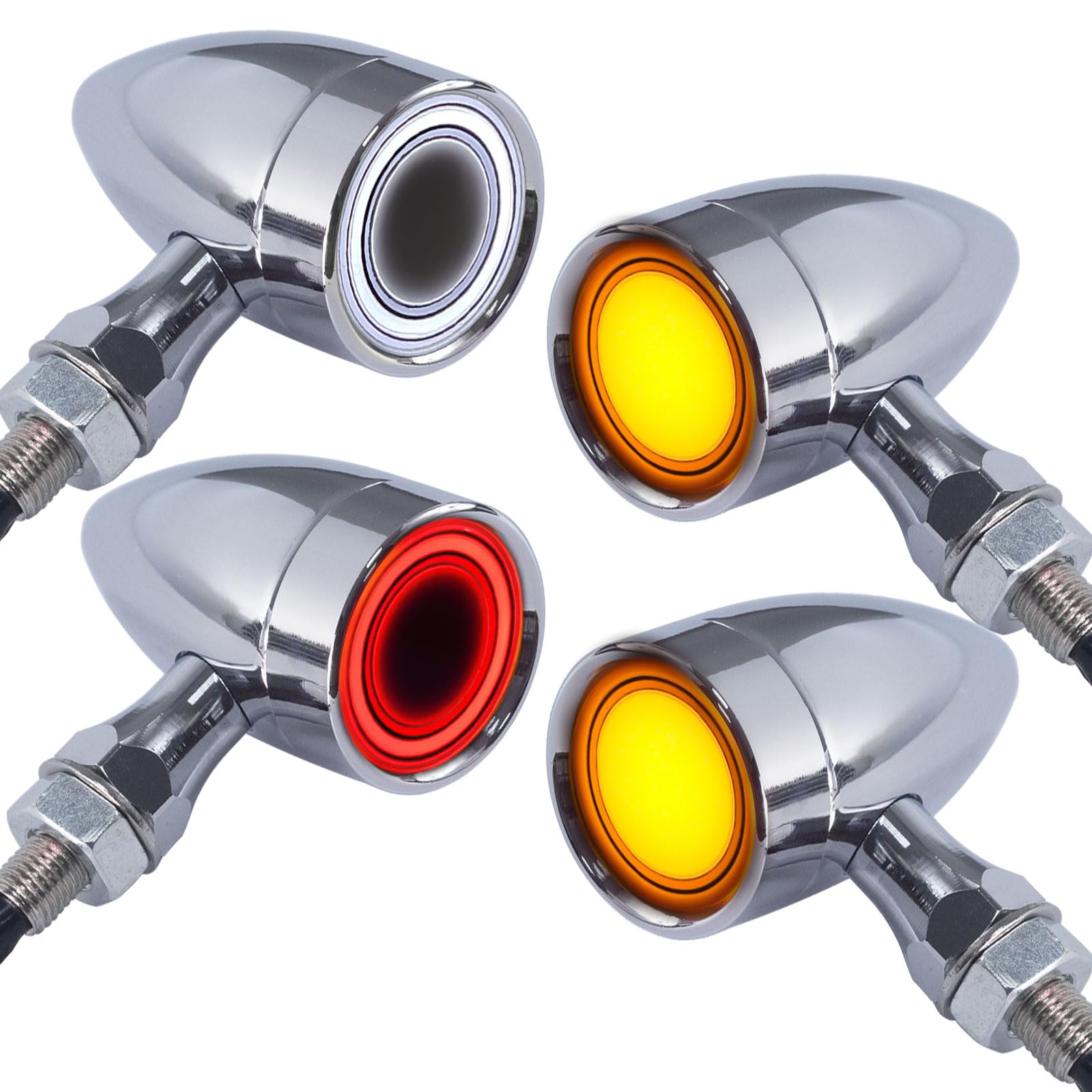 Amazon.com: Motorcycle Bullet Turn Signals LED Front Rear Lights 4 PCS ...