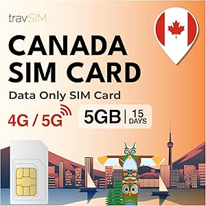 travSIM SIM Card Canada with 4G/5G Data speeds | 05GB Data-only | SIM Card Canada is Valid for ...