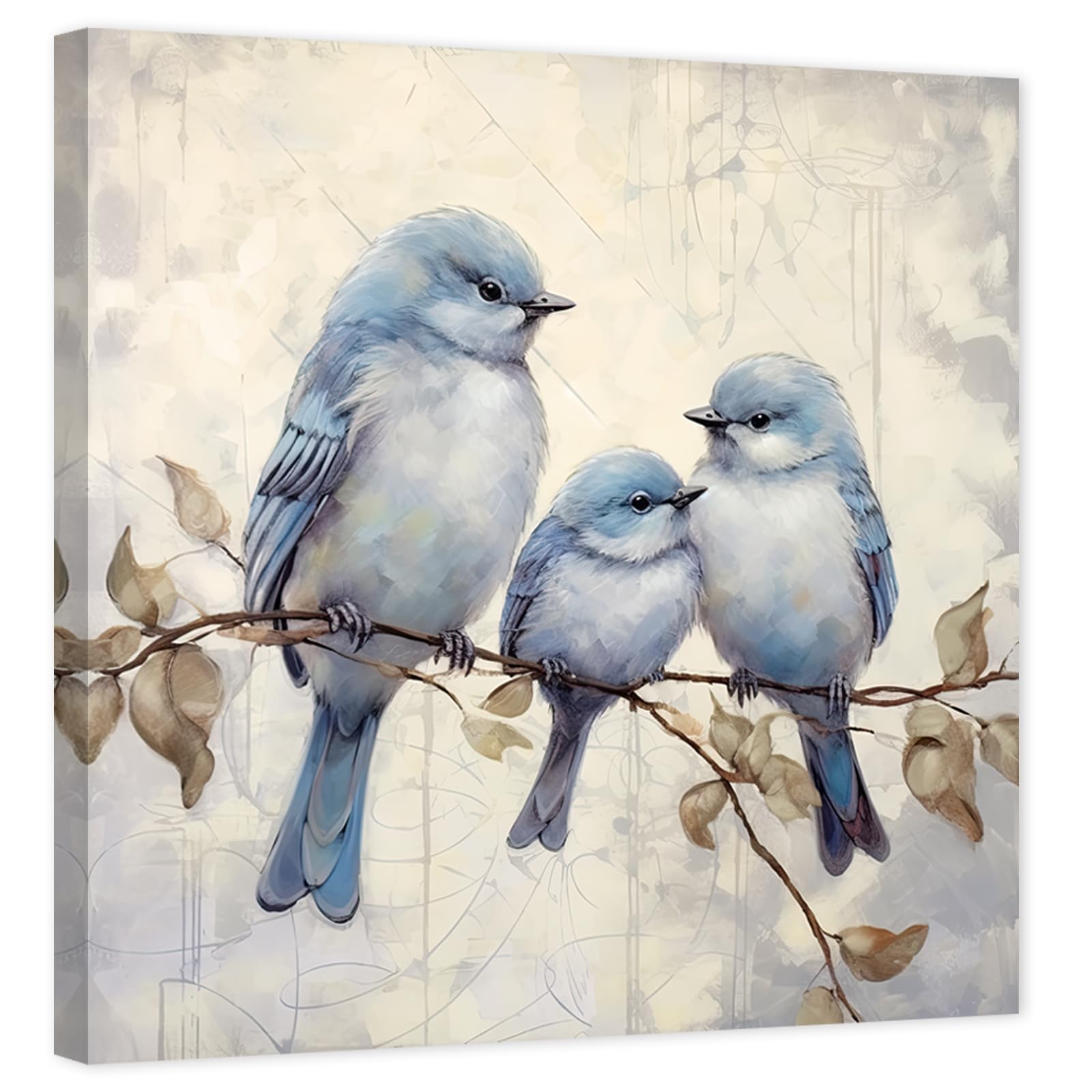 Amazon.com: DOARTDO Bird Canvas Wall Art Love Birds Painting Blue and ...
