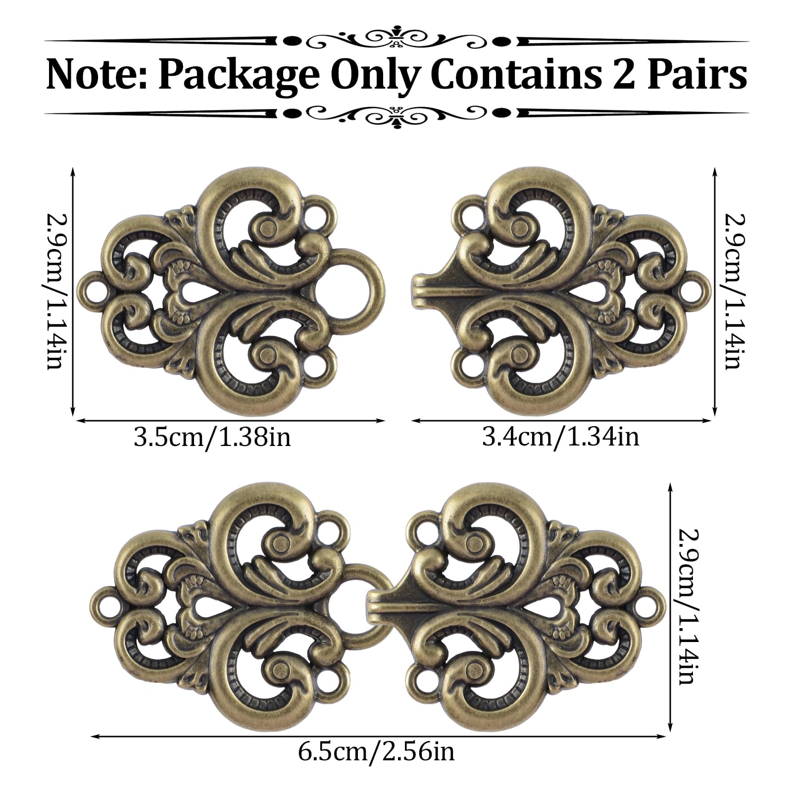 Snapklik.com : Cloak Clasp Fasteners, 2 Pairs Vintage Cape Clasps Swirl ...