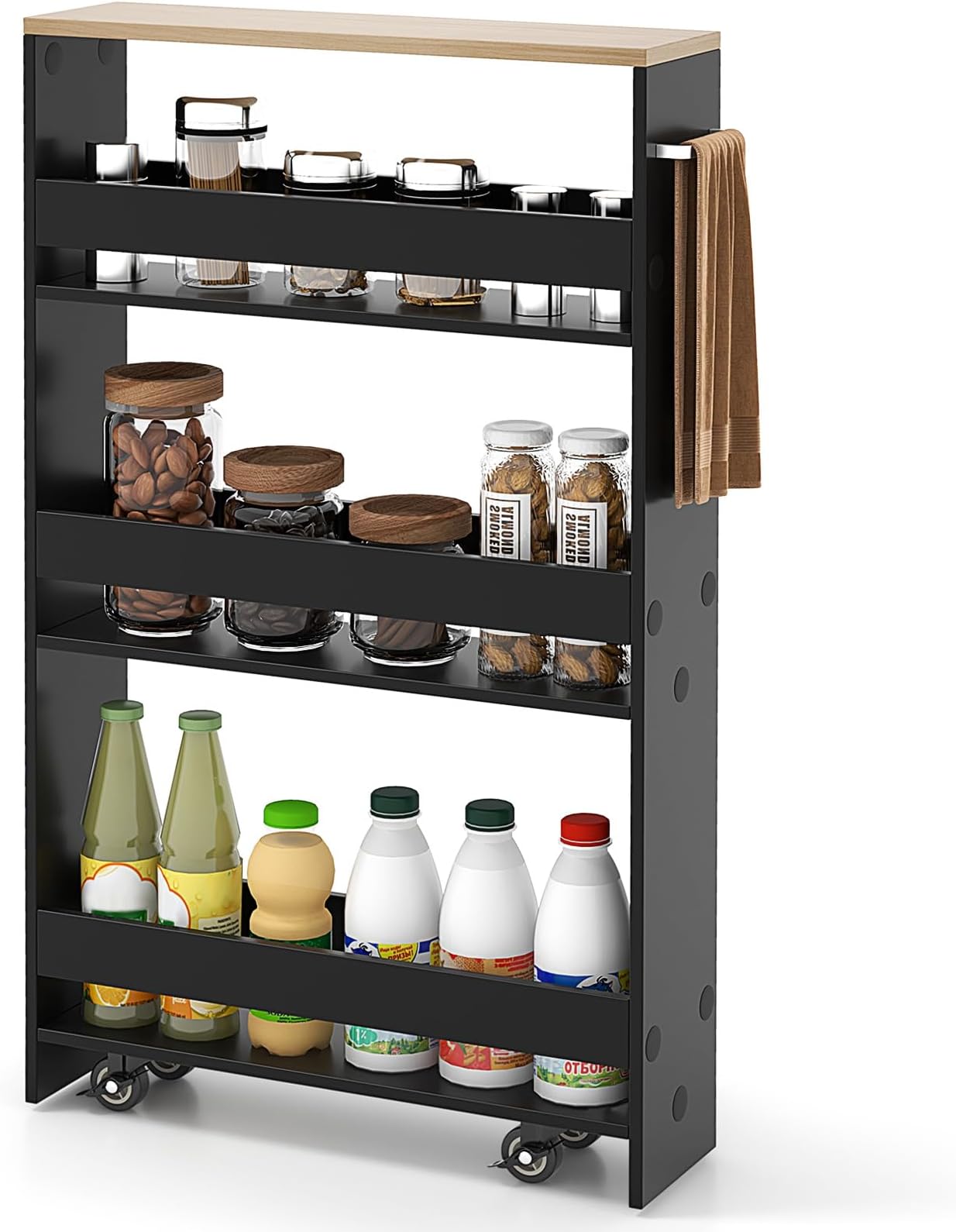 Amazon.com: COSTWAY Slim Rolling Storage Cart, 4-Tier Rolling Utility ...