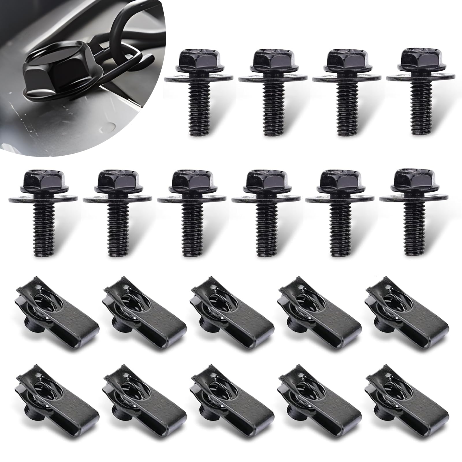 Snapklik.com : JawGrew 20 PCS Car Body Bolts + U-Clips Repair Fastening ...