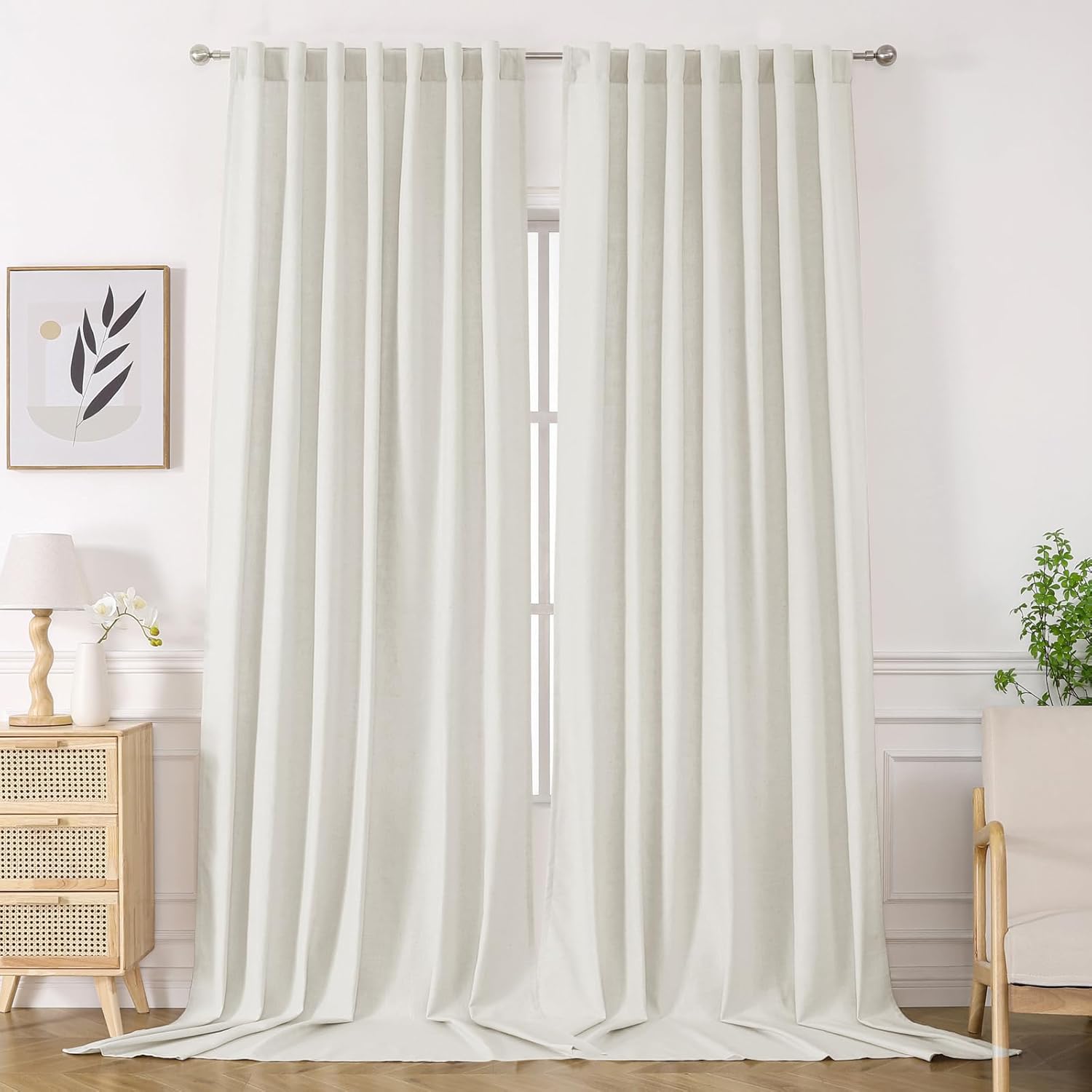 Amazon.com: Joydeco Linen Curtains 108 Inches Long Curtains for Living ...