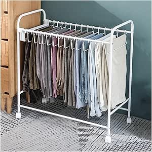 Amazon.com: White Black Vertical Rolling Pant Rack Organizer Trolley On ...