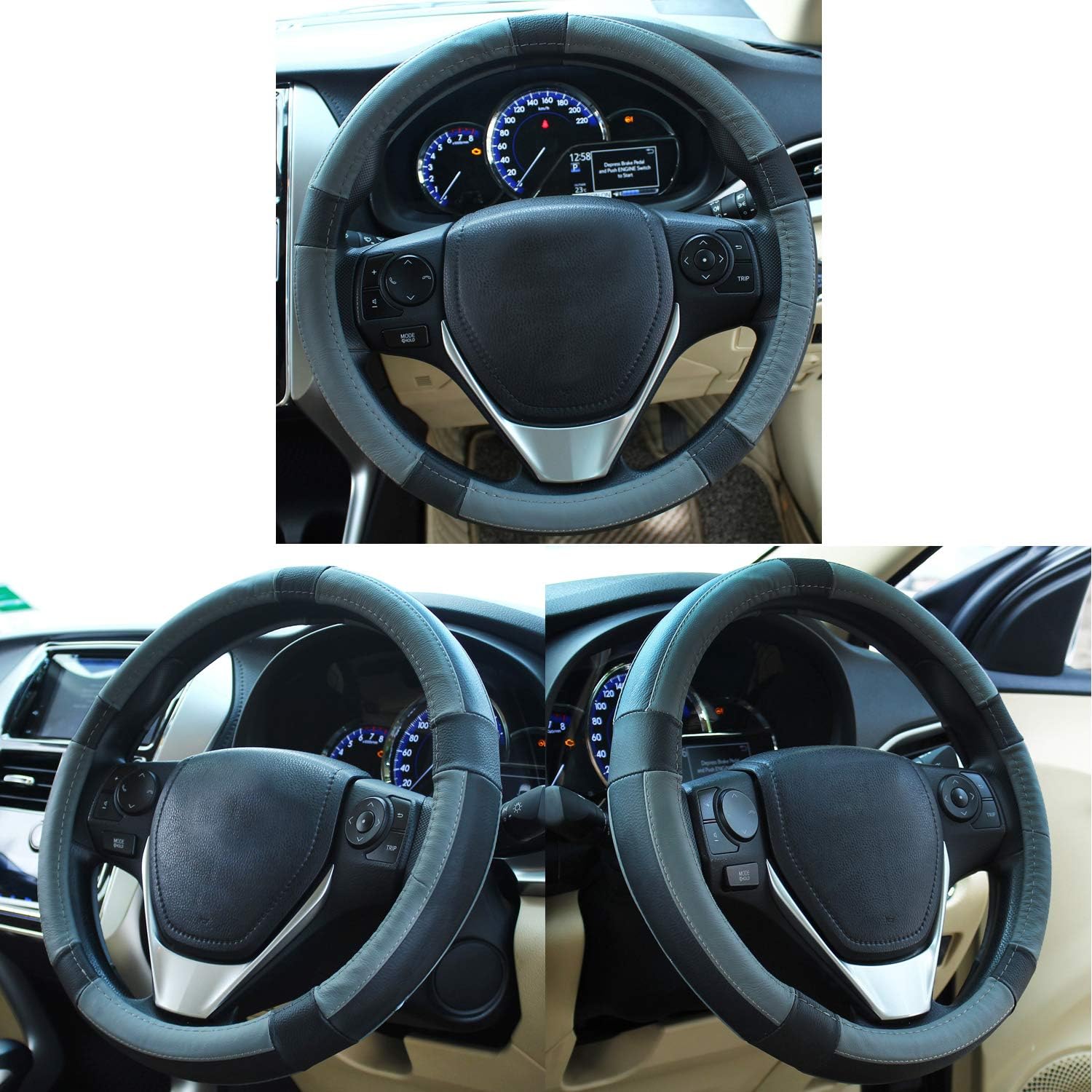 Oshotto SC-001 Leather Steering Cover Compatible with Hyundai-Creta ...