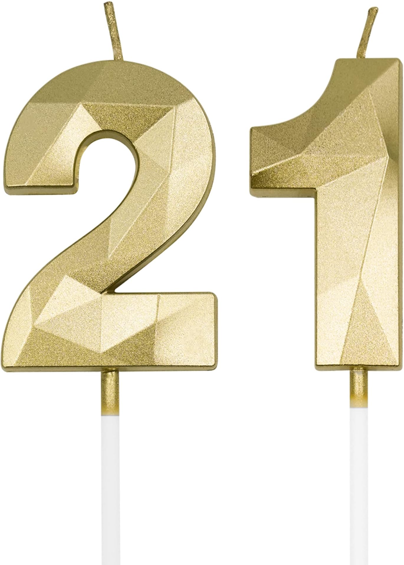 Amazon.com: 21st & 12th Birthday Candles for Cake, Gold Number 21 12 3D ...