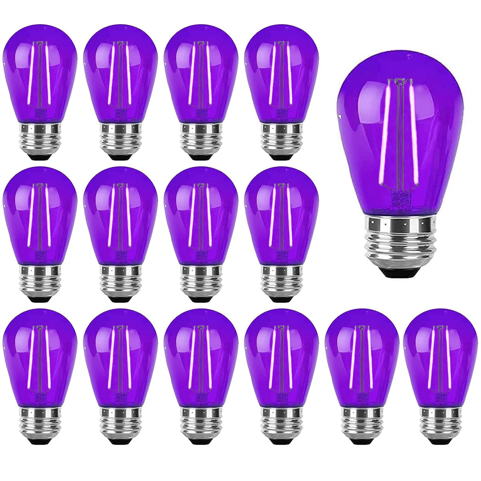 15 Pack Purple LED Bulb S14 Replacement LED Light Bulbs 2W Plastic ...