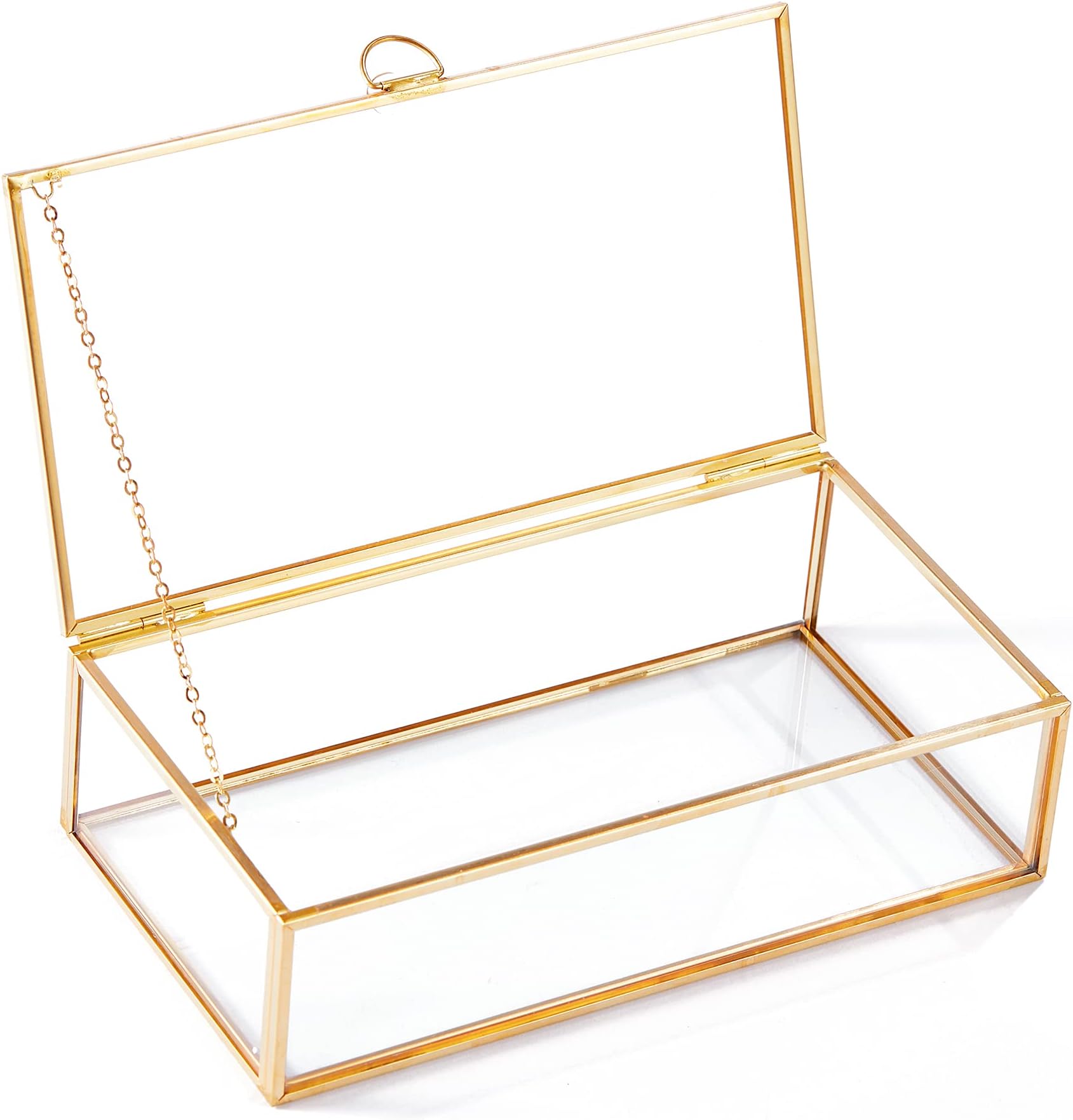 Amazon.com: Feyarl Gold Glass Keepsake Box 4 x 6 Photo Picture Cards ...