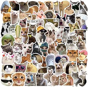 100Pcs Cat Stickers Kawaii Cats Meme Stickers for Adults Waterproof ...