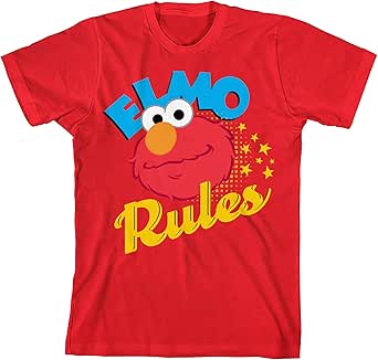 Amazon.com: Sesame Street Elmo Rules Boy's Red T-Shirt : Clothing ...