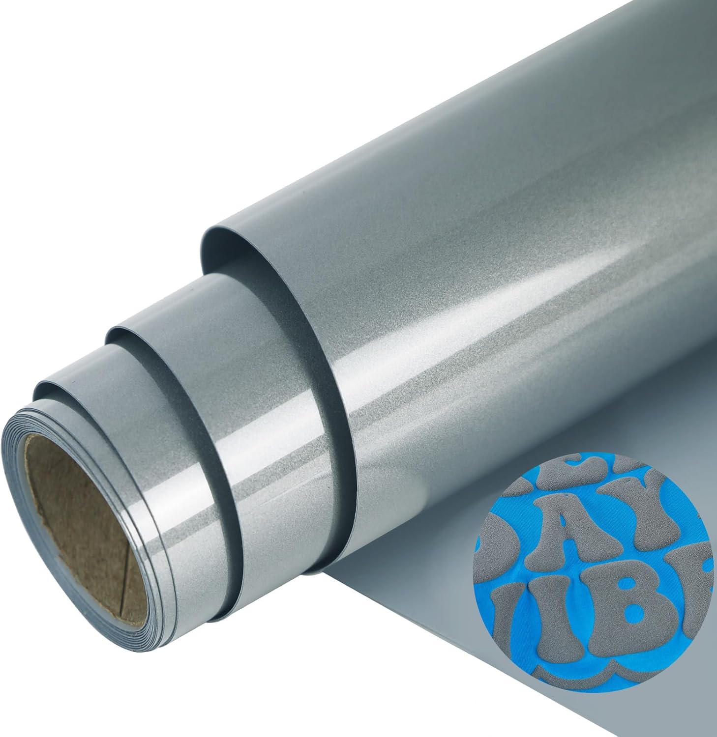 Amazon.com: guangyintong 3D Silver Puff Heat Transfer Vinyl HTV Rolls ...