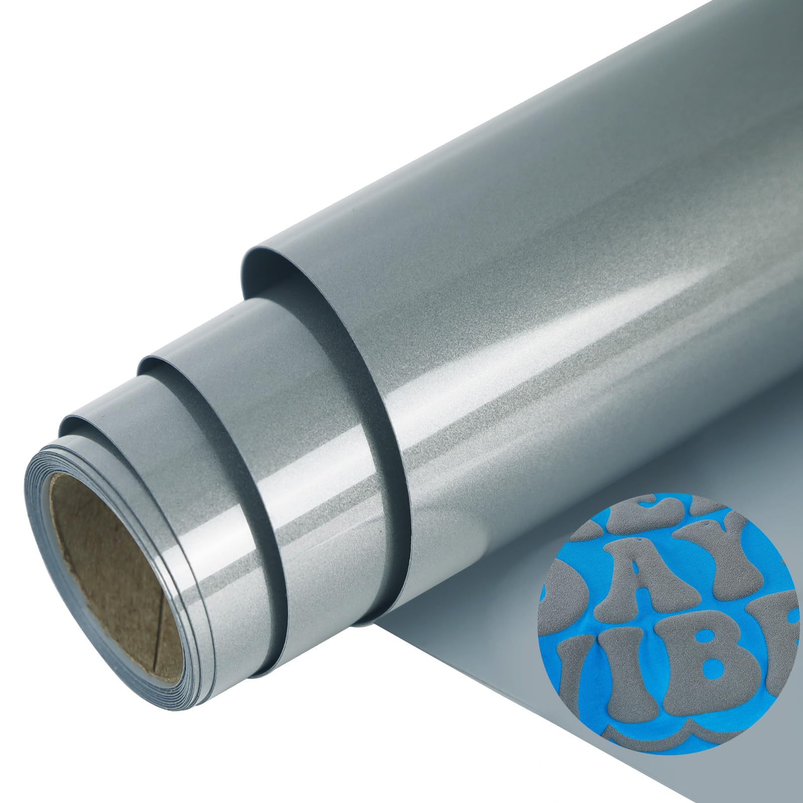 Amazon.com: guangyintong 3D Silver Puff Heat Transfer Vinyl HTV Rolls ...