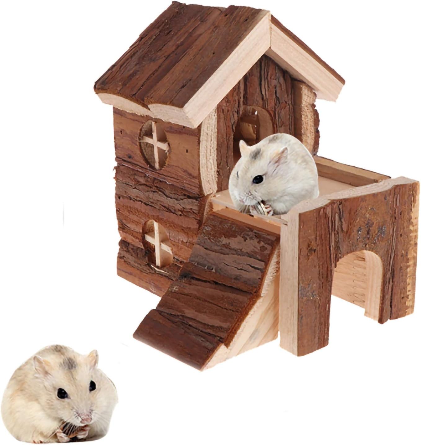 Amazon.com : Hamiledyi Wooden Hamster House Rat Hideout Hut with ...