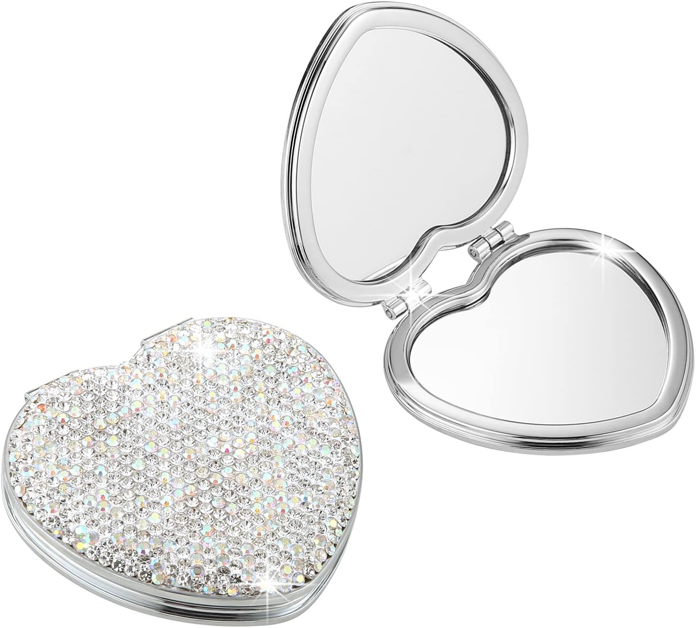 Amazon.com - Handmade Heart Pink Bling Crystal Compact Mirror Cute ...