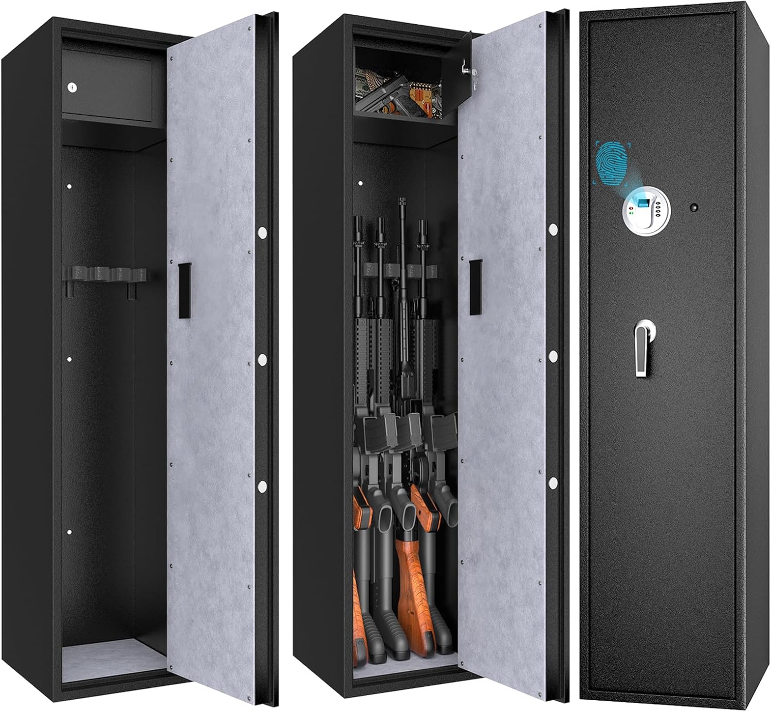 IRONMAX Rifle Gun Safe, Quick Access Biometric Gun Cabinet w/Removable ...