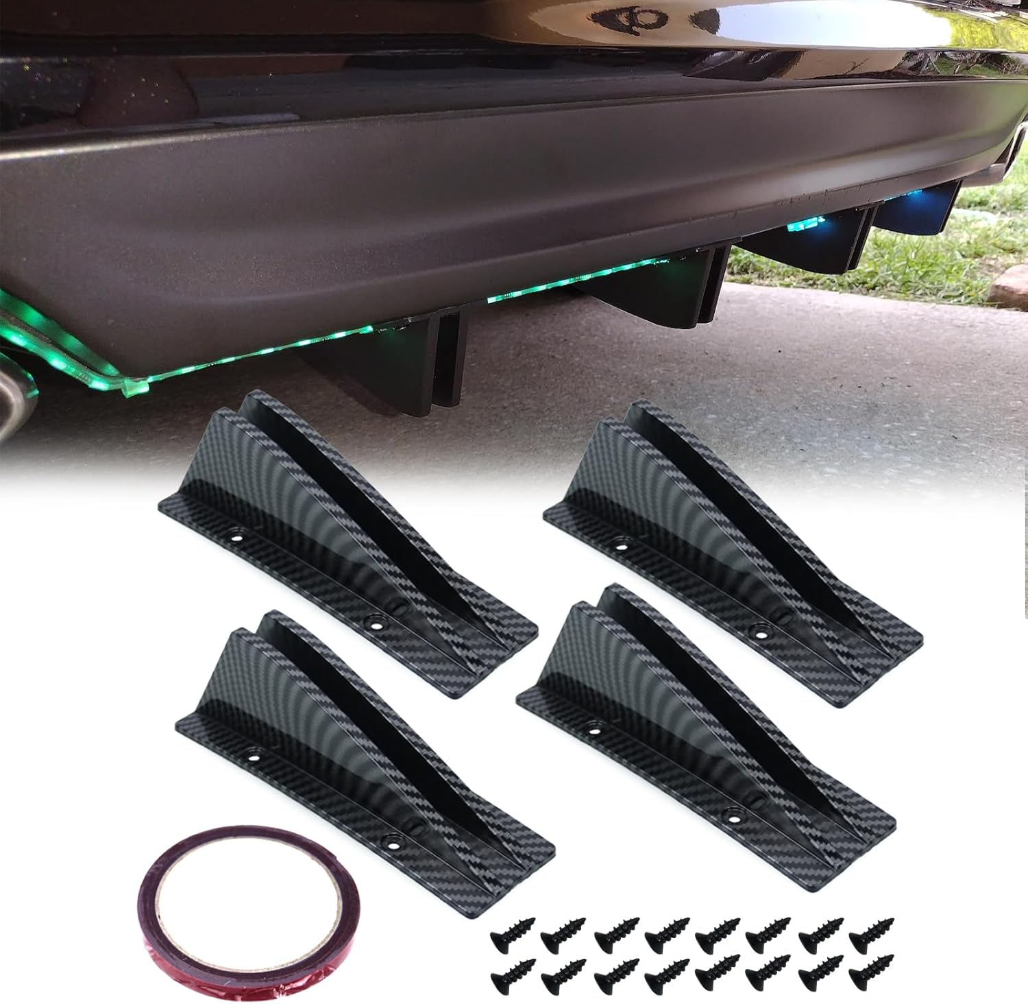 Amazon.com: RULLINE 4PCS Universal Rear Bumper Diffuser Shark Fin ...