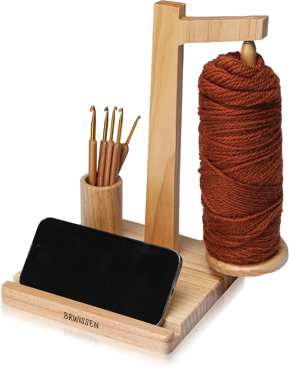 Amazon.com: BRWISSEN Wooden Yarn Holder for Crocheting and Knitting ...