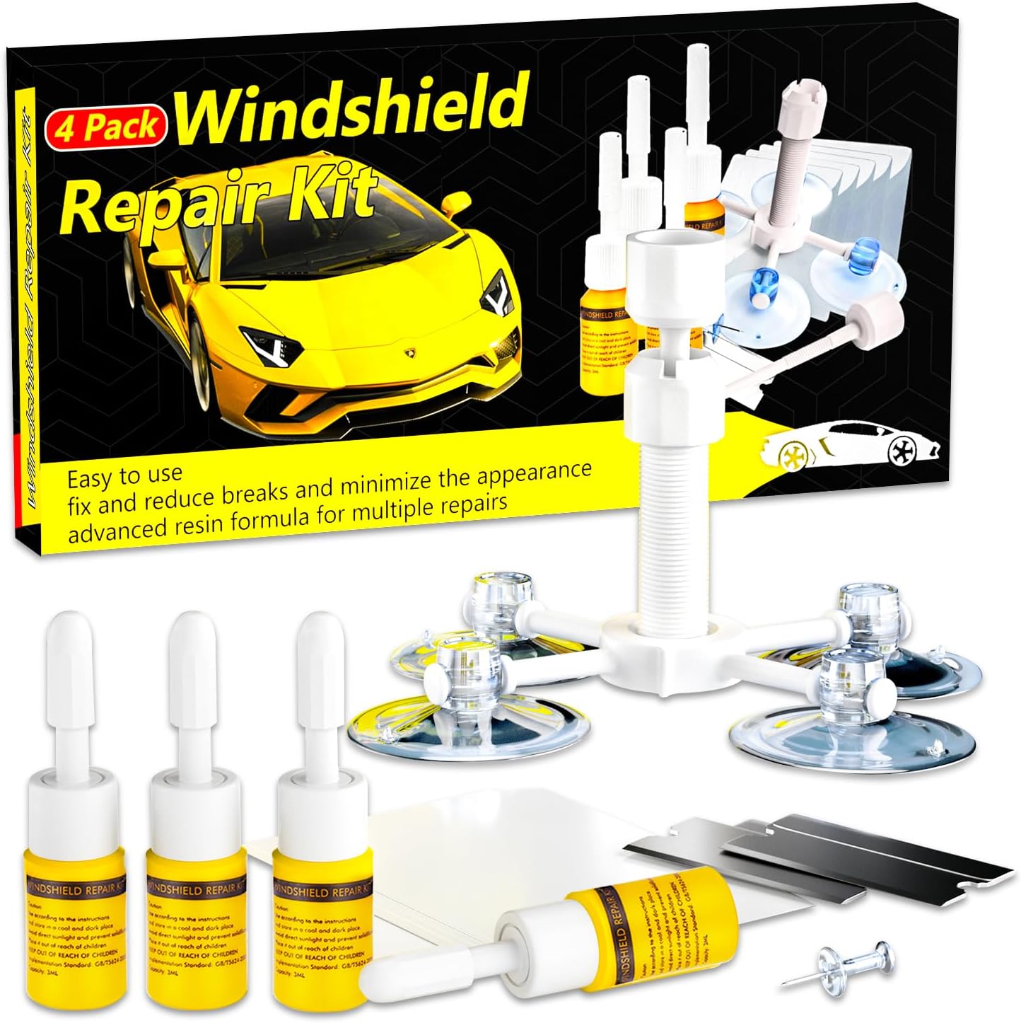 Amazon.com: SEISSO Windshield Repair Kit, Automotive Glass Repair Resin ...
