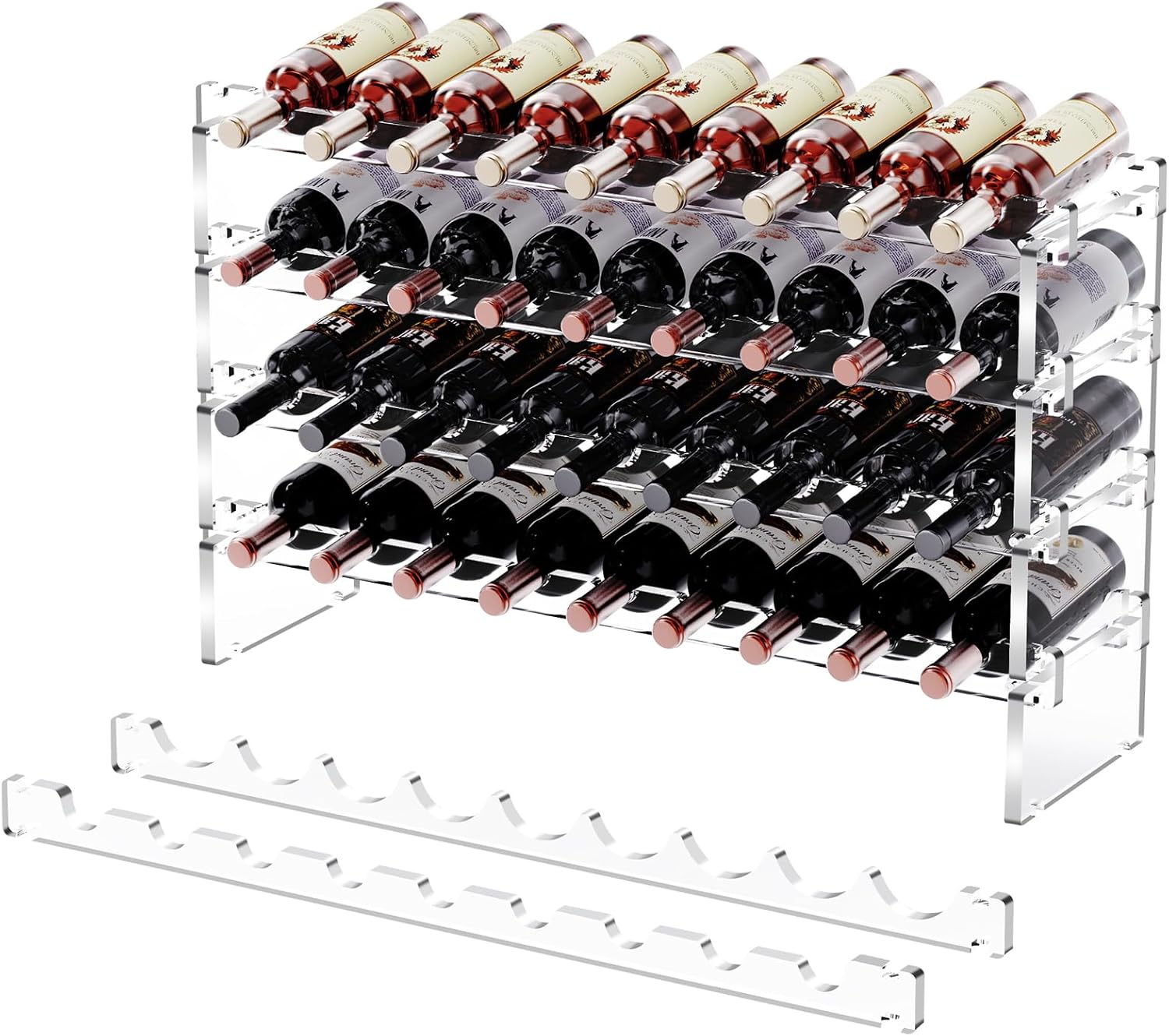 Amazon.com: Solaround Freestanding Floor Wine Rack - 4 Tier Stackable ...