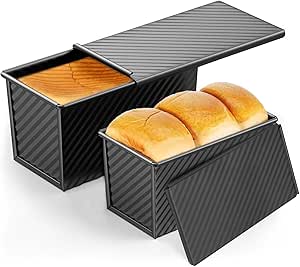 Amazon.com: 2 Pack Pullman Loaf Pan with Lid, 13x4 & 9x4 inch (2.2 lb ...